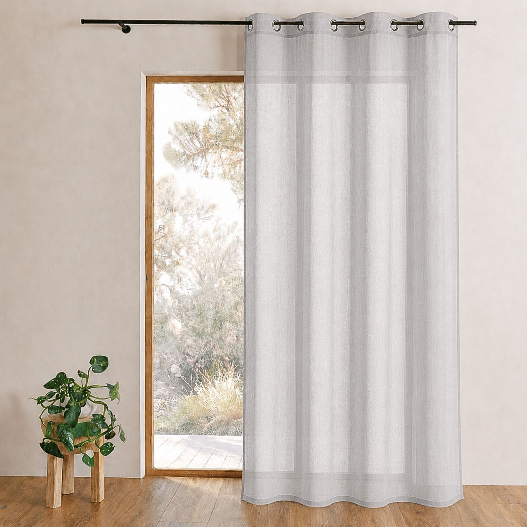 Voilage uni prêt à poser - Gris clair - 140x250 cm - Polyester | Leroy ...