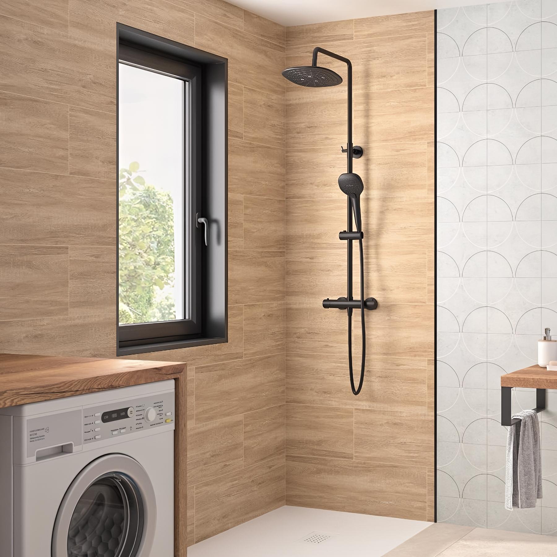 Panel de ducha de diseño Kinewall 150x250 cm círculos de cemento ...