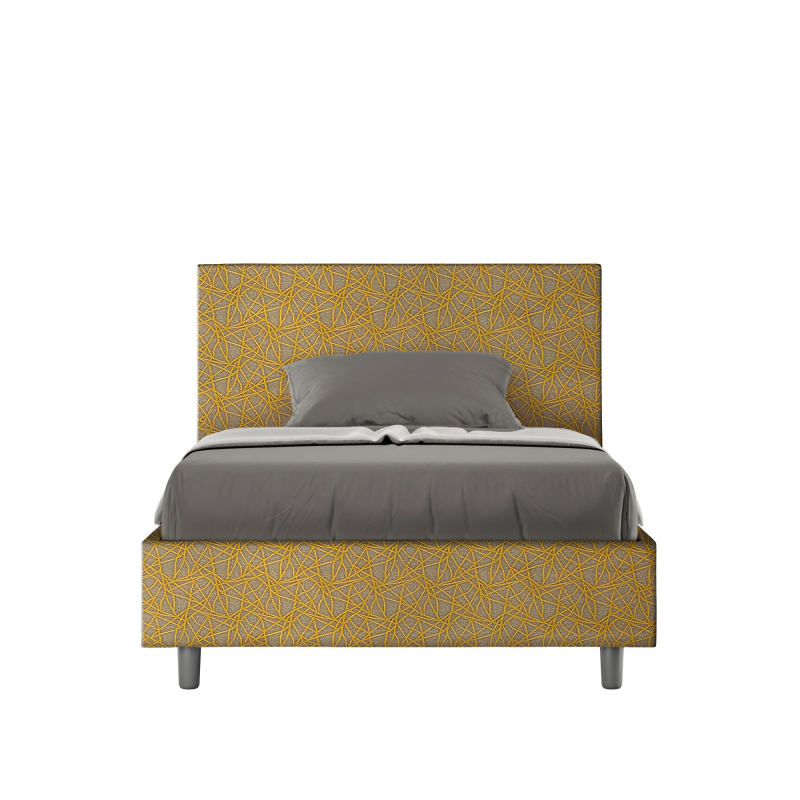 Lit 1 place et demi sans sommier rembourré 120x190 tissu Era 6 jaune ...