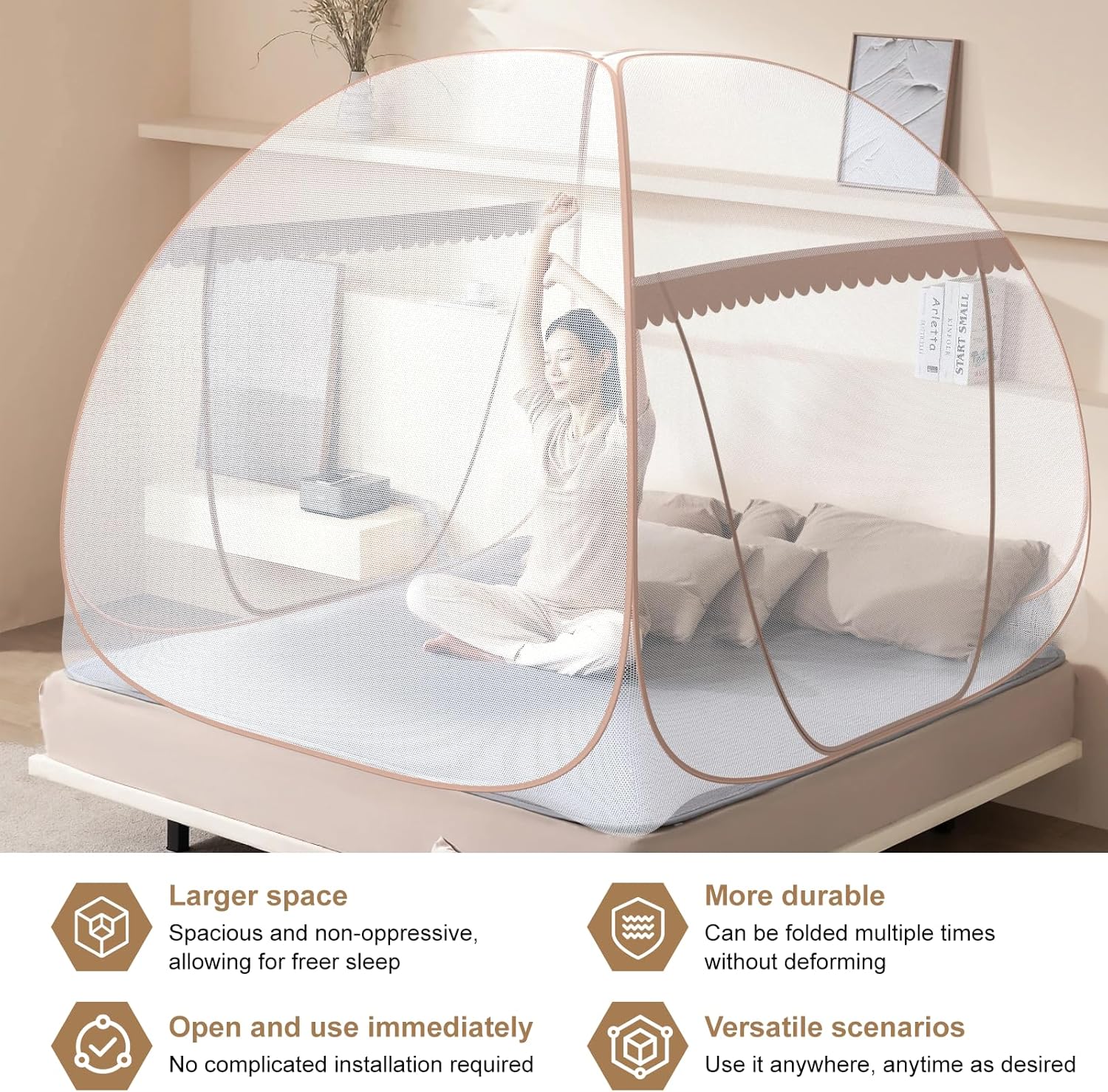 Mosquitera plegable con fondo completo y cremallera cuadrada para ...