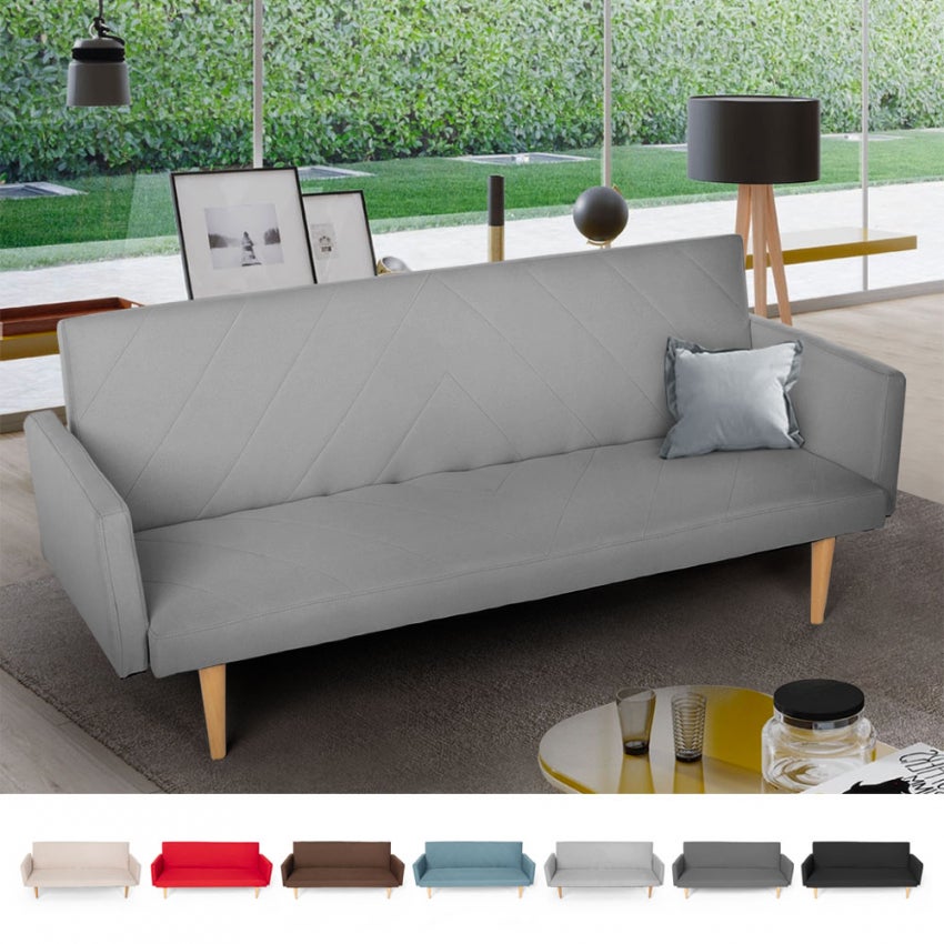 Canapé convertible 3 places clic clac inclinable en tissu design ...
