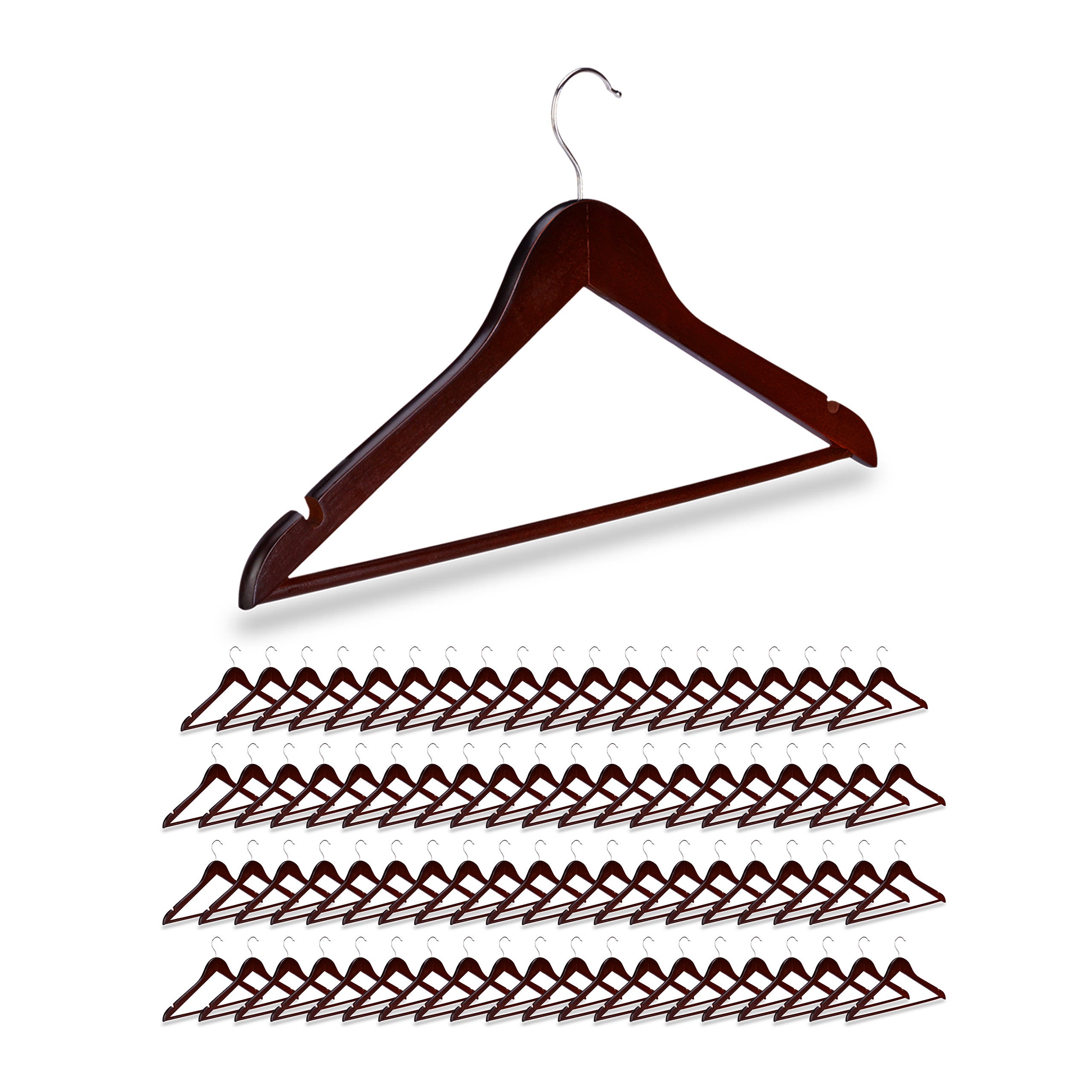 Pack 80 Perchas Ropa con Gancho Giratorio, Madera, Marrón, 44,5 cm de ...