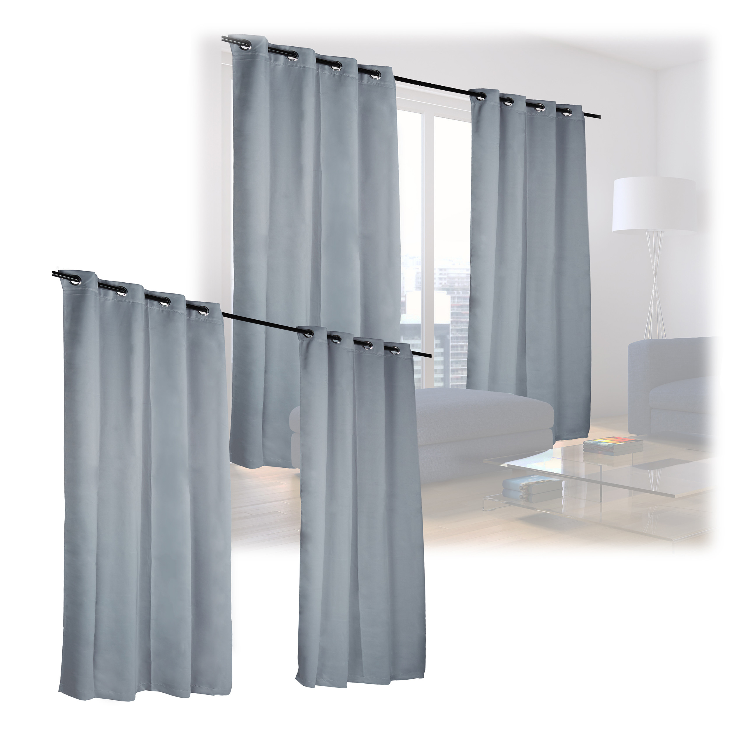 Relaxdays Rideaux jeu de 4, opaque, chambre à coucher, coupe-vue ...