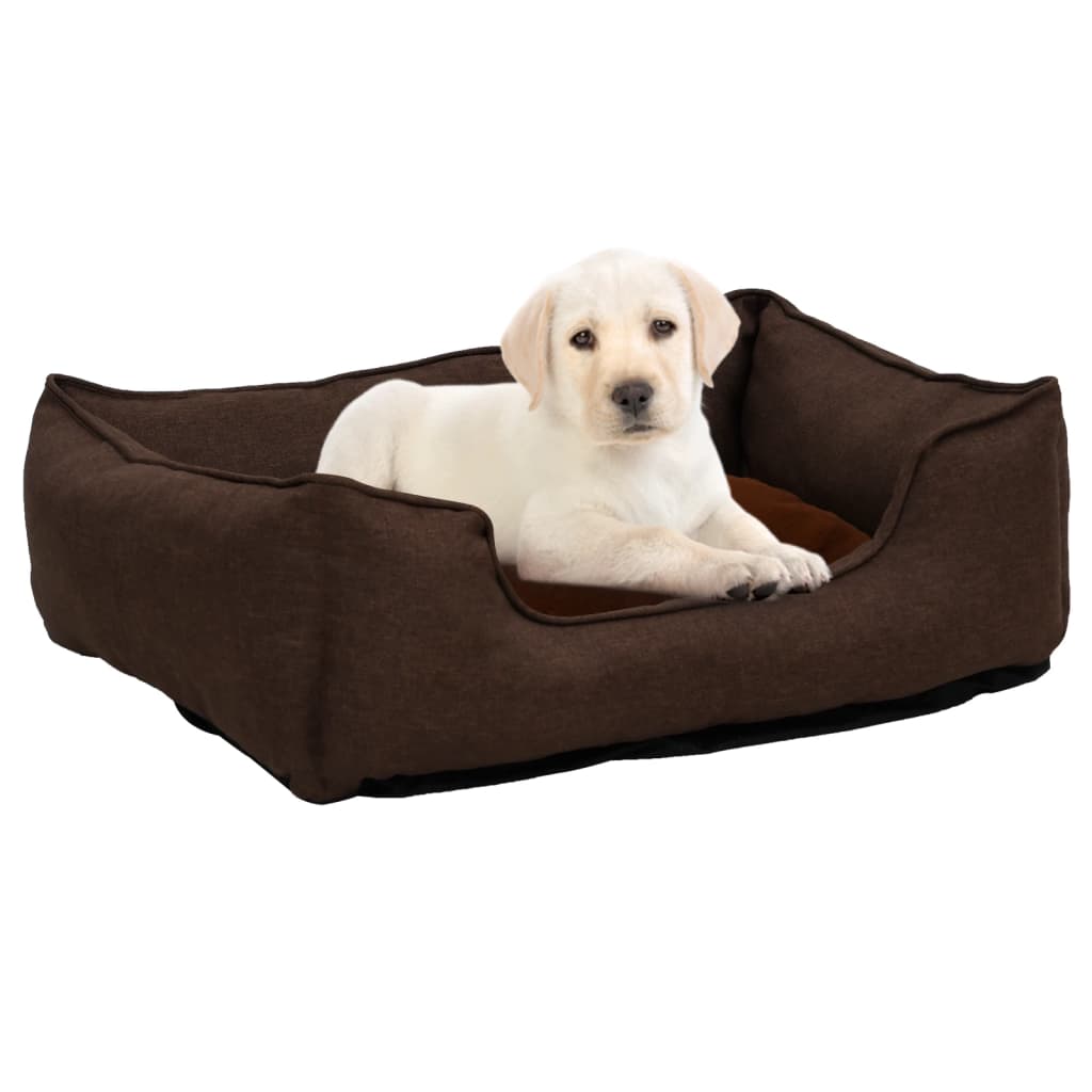 Lit pour chiens Marron 85,5x70x23 cm Aspect de lin Polaire vidaXL ...
