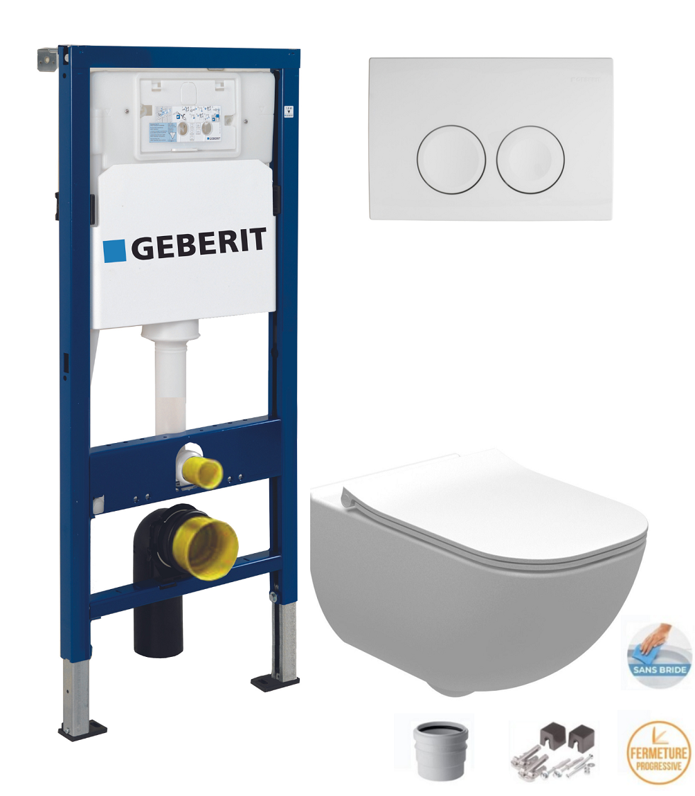 Geberit Pack Wc Duofix UP100 + Plaque De Commande Delta 21 Blanche ...