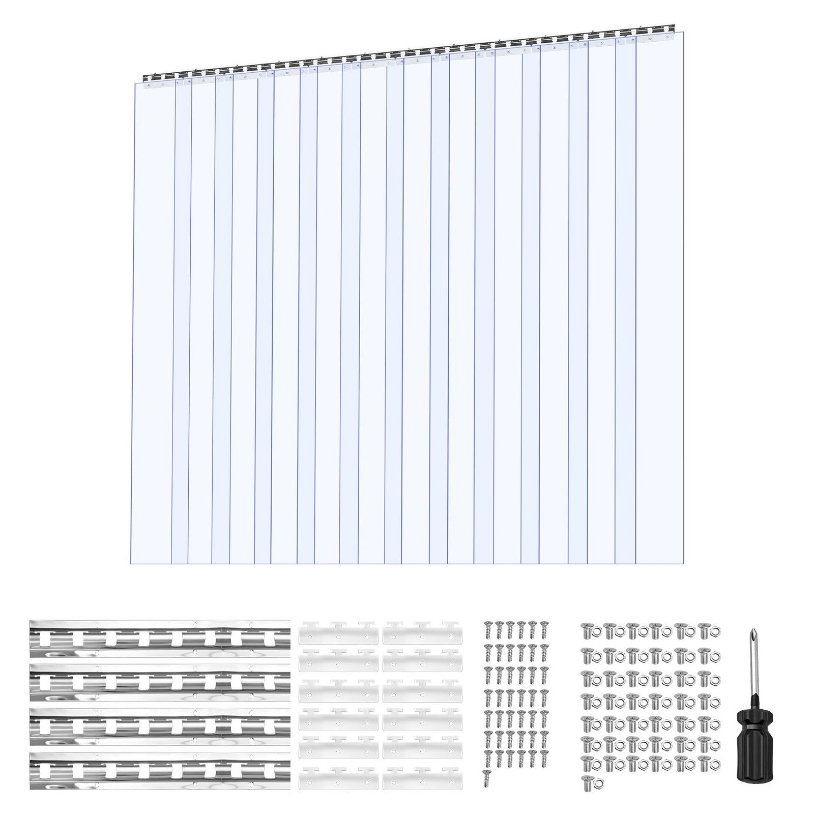Rideau lanieres SucceBuy en PVC 2,1x2,4 m, 14 bandes transparentes pour ...