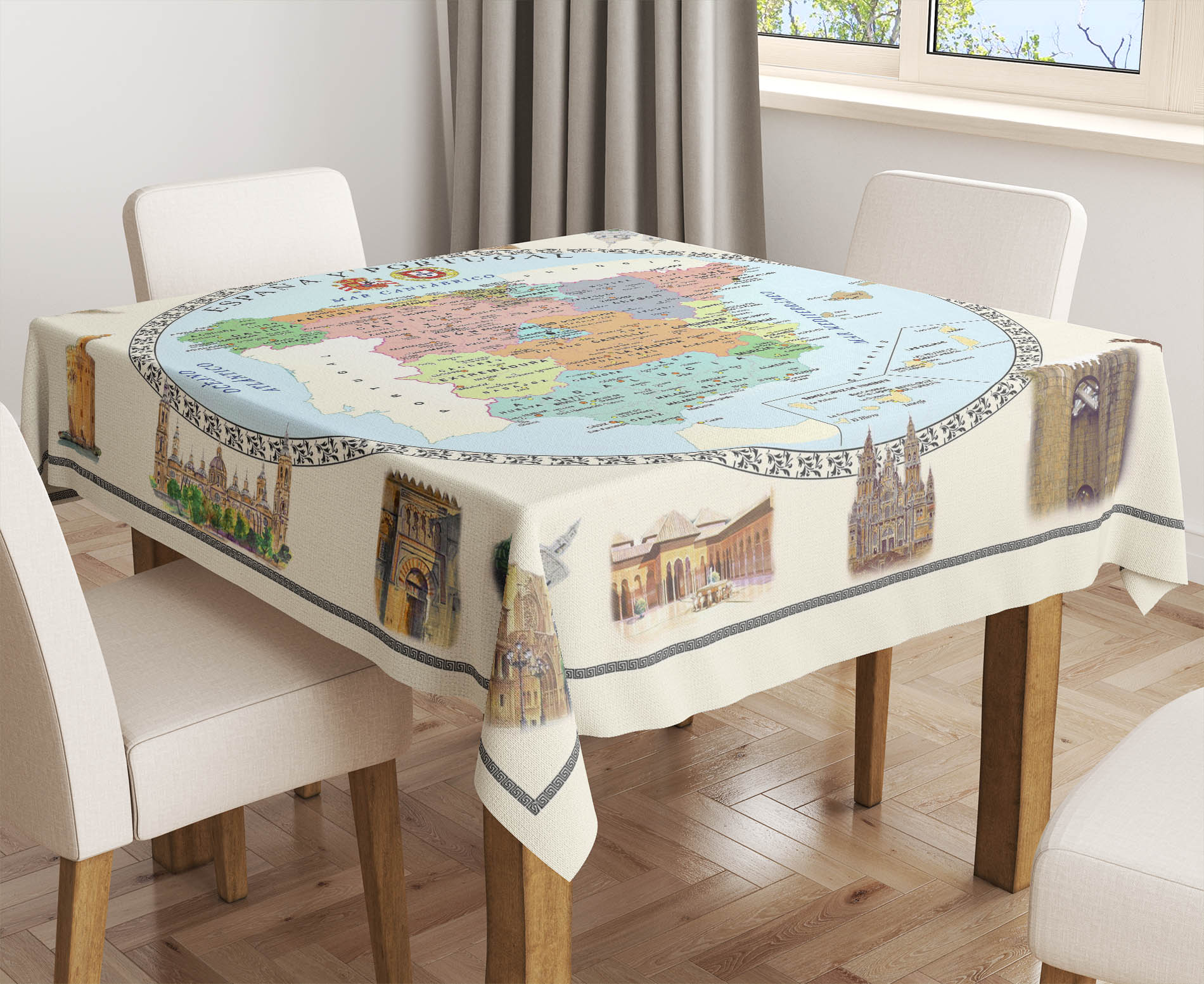 Mantel del mapa de España - Calidad de tela tejido antimanchas resinado ...