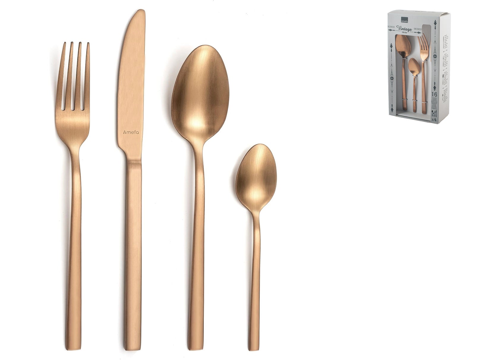 Servizio posate 16 pezzi Square effetto pvd colore rame | Leroy Merlin