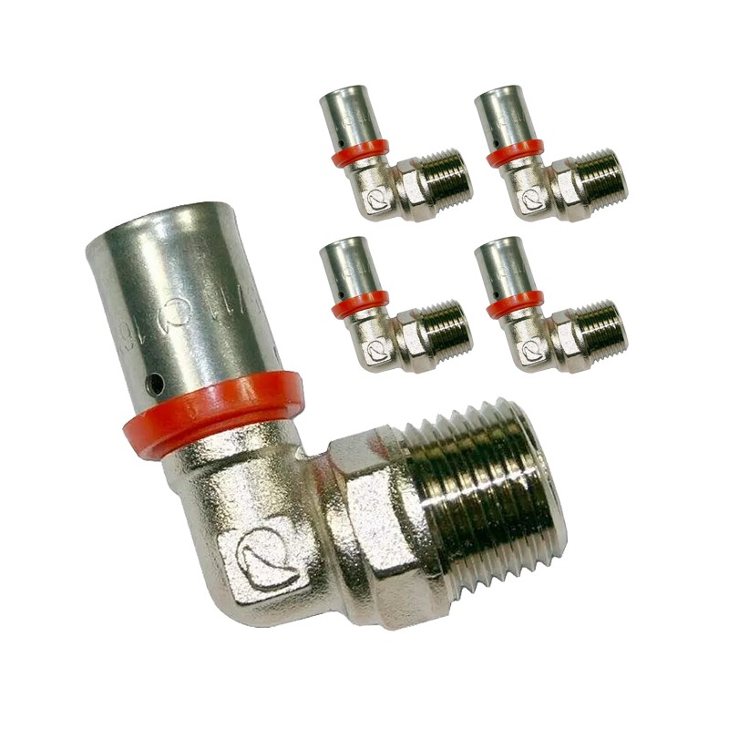 Lot de 5 Coude mâle 1/2'' pour tube multicouche 16 mm, à utiliser avec machine à sertir, gris ...