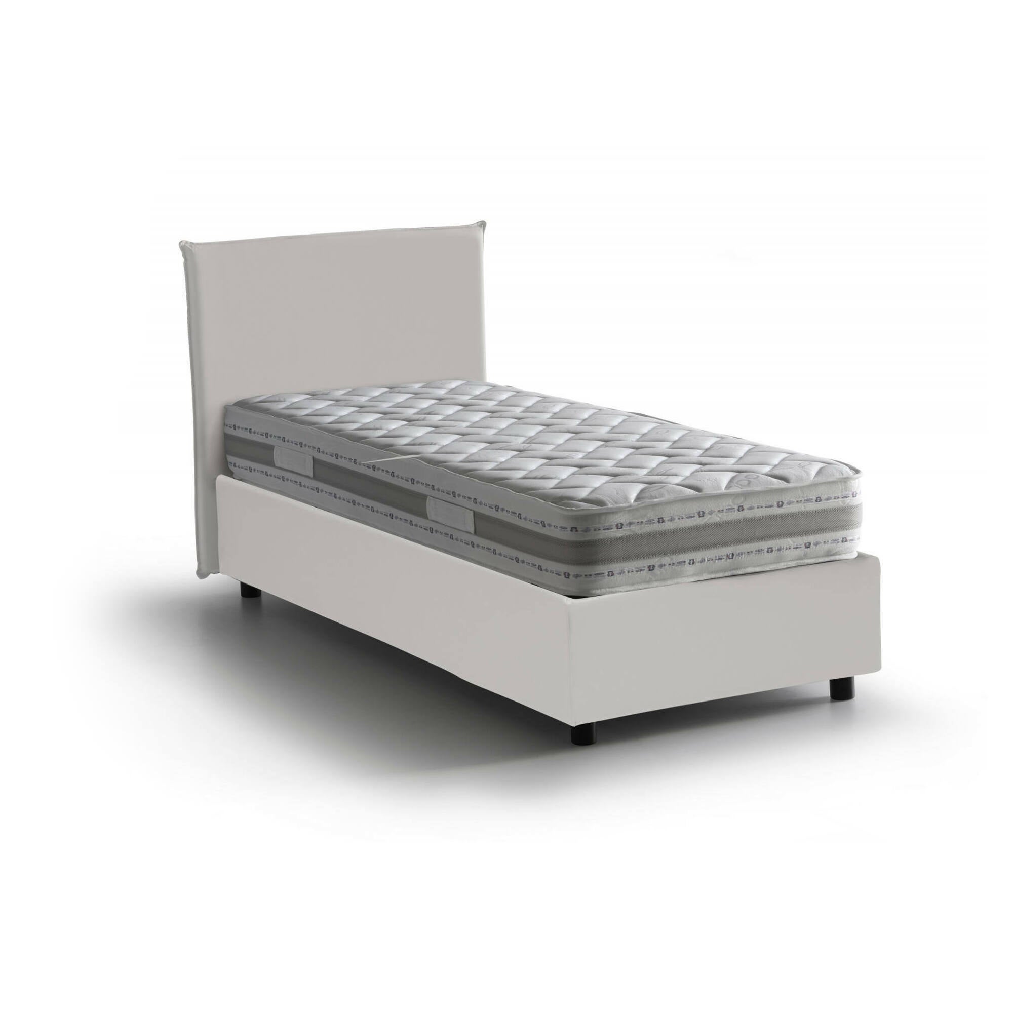 Lit simple Dbaiocc, Lit coffre avec revêtement en éco-cuir, 100% Made ...