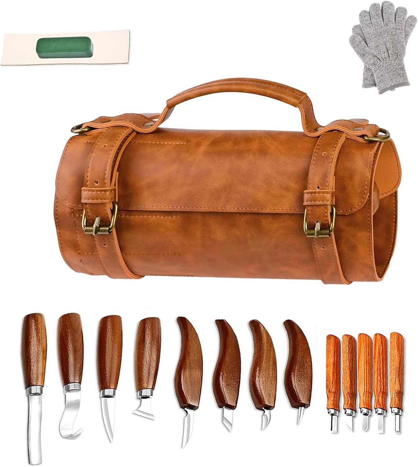 Ensemble d'outils de sculpture sur bois avec étui en polyuréthane, 17 outils de sculpture sur ...