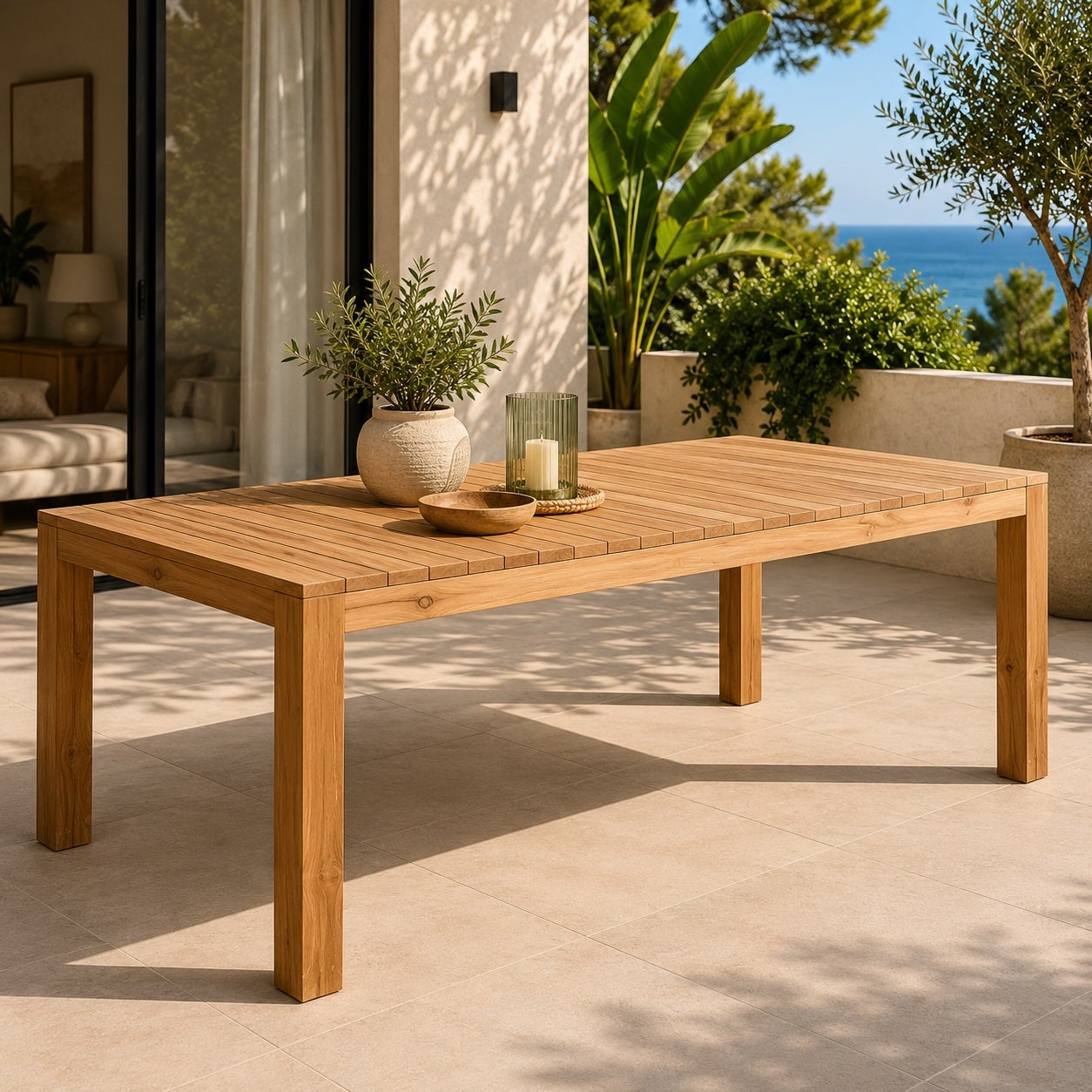Mesa de Comedor Exterior Teca Grado A 180x90 cm | 6-8 Personas | Leroy ...
