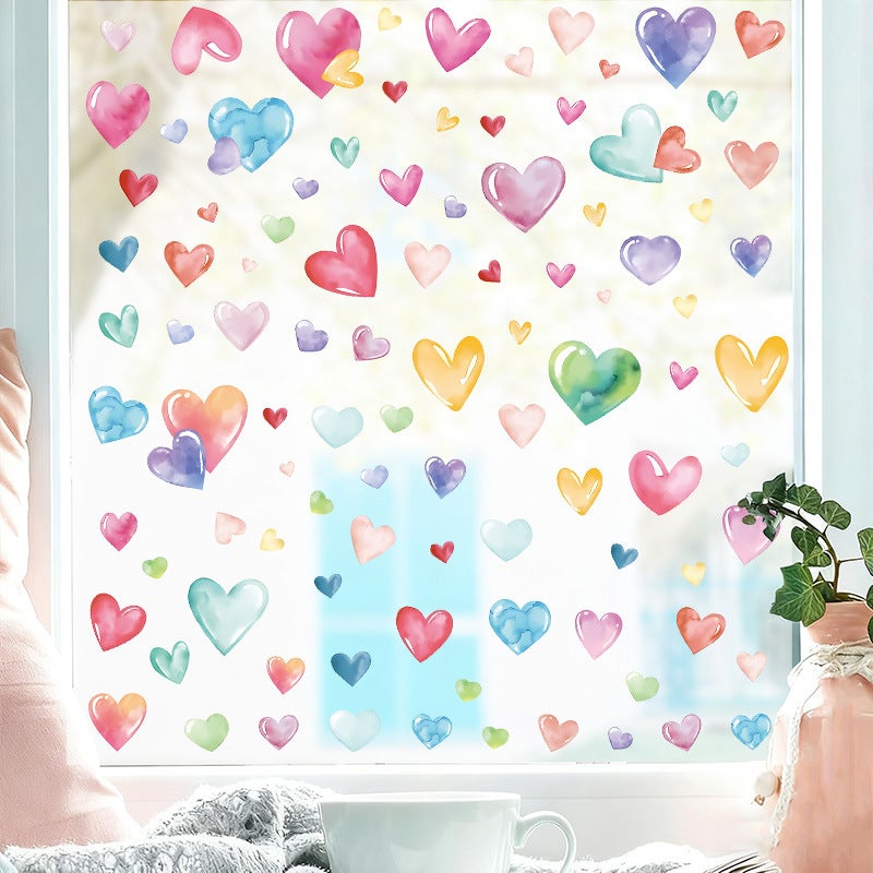 Autocollants muraux colorés en forme de cœur, Stickers muraux en vinyle ...