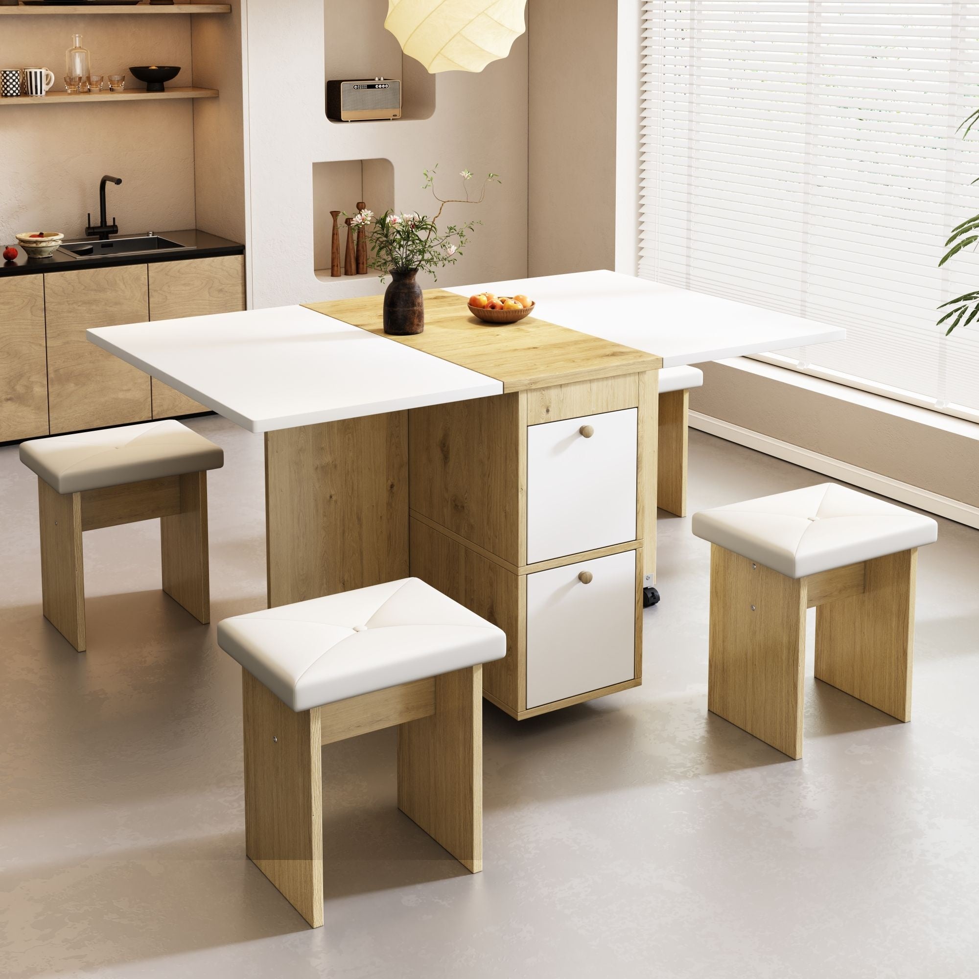 Conjunto de mesa de comedor 120x80x75 cm - mesa extensible plegable con ...
