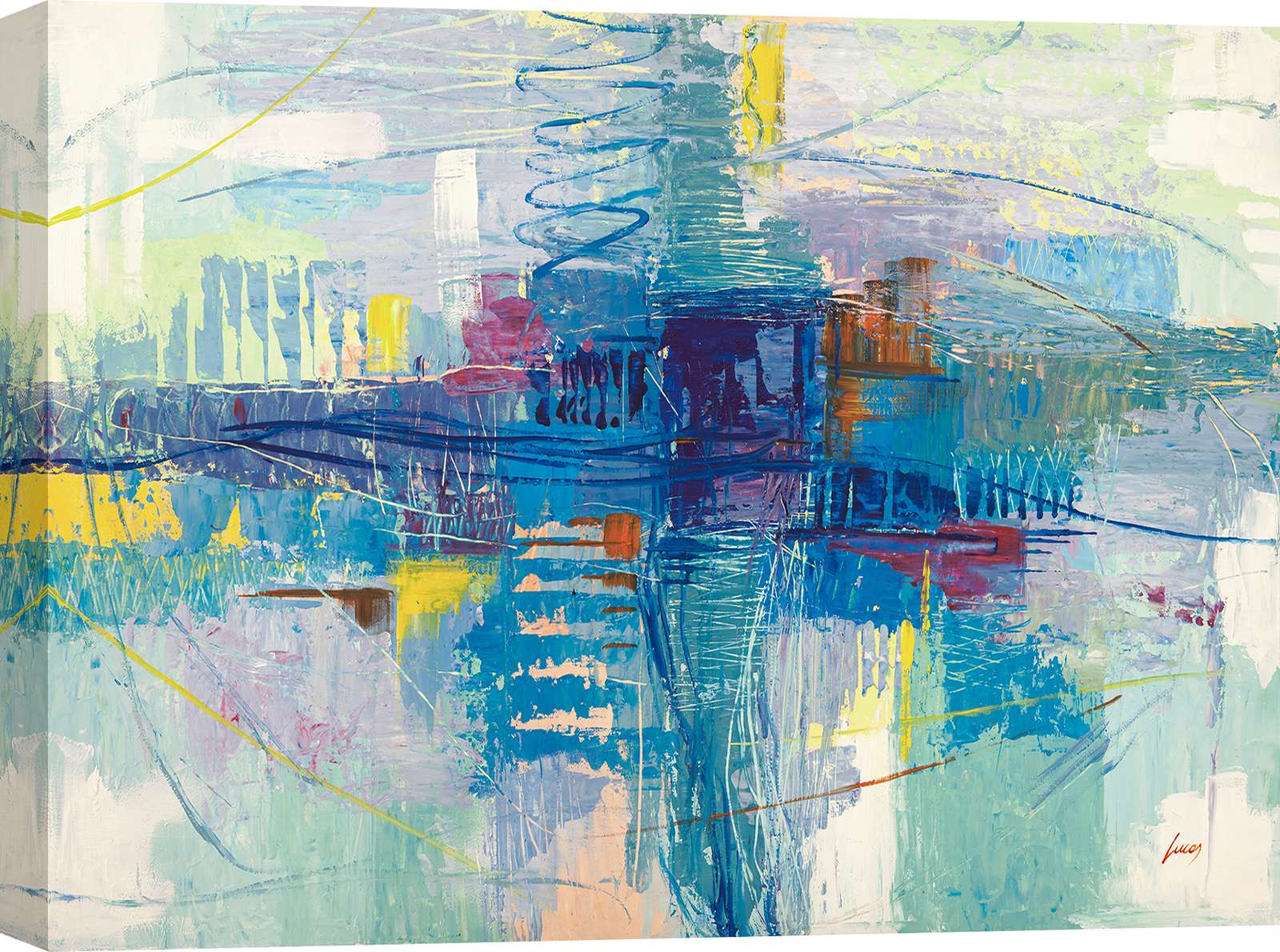 Cuadro abstracto azul y celeste - impresión sobre lienzo - Lucas, Tarde ...