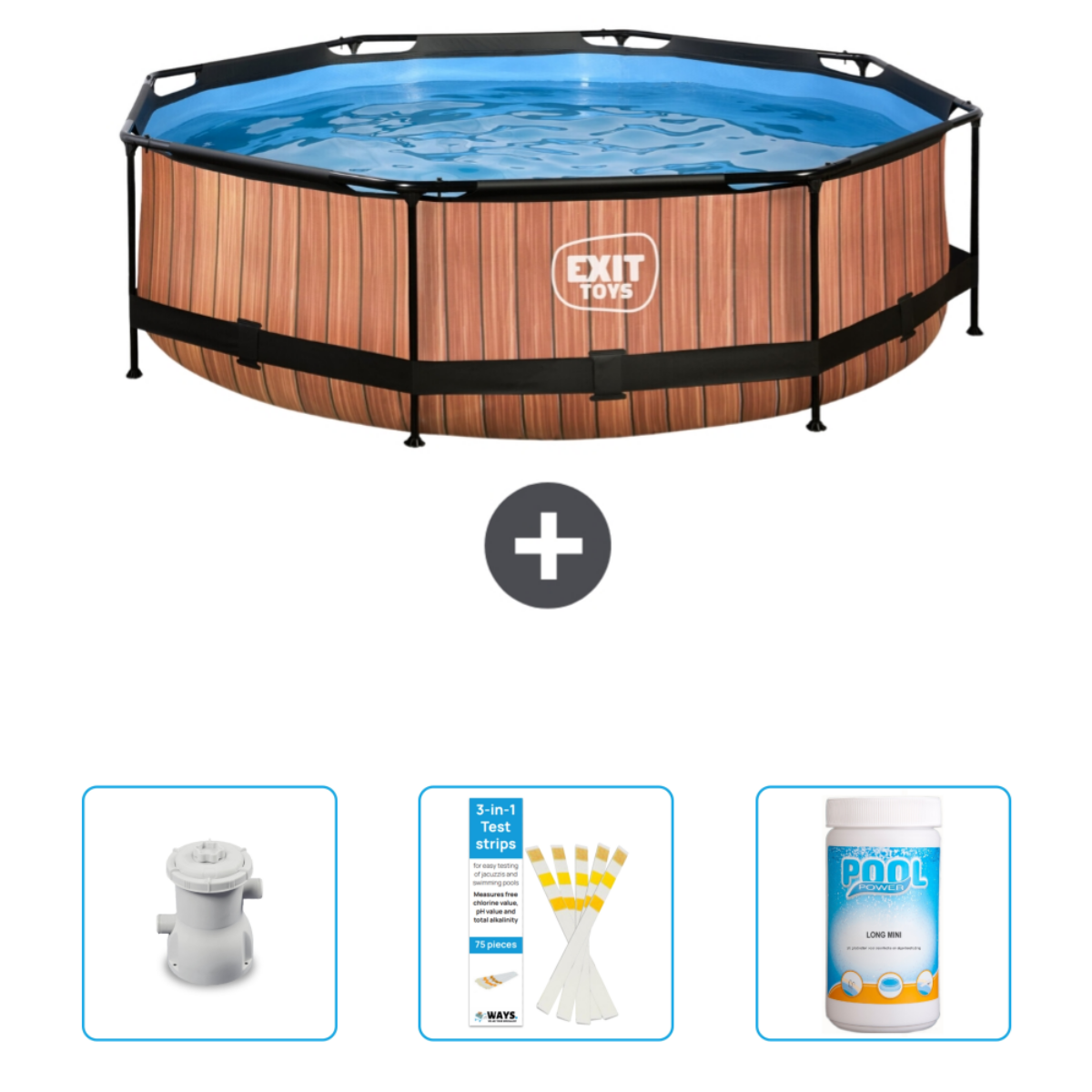 Piscine Ronde Structure Bois EXIT - 300 x 76 cm - Comprend des ...