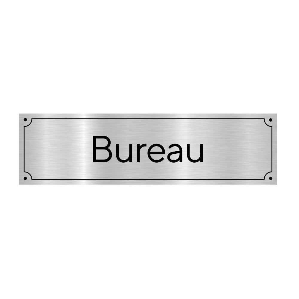Plaque de porte gravée pour Bureau en pvc aspect argent brossé ou or ...