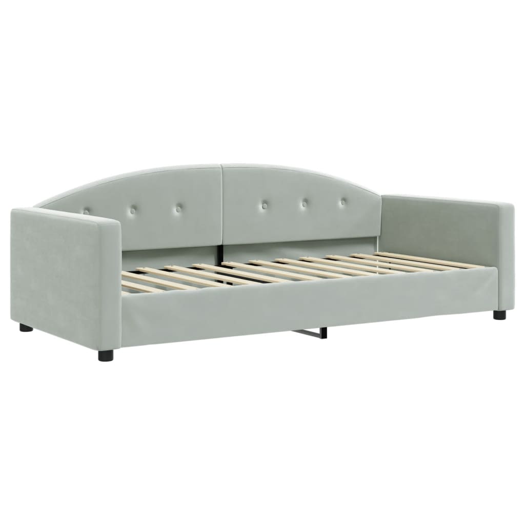 Lit simple | Lit de repos gris clair 90x200 cm velours CFW52175 | Leroy ...