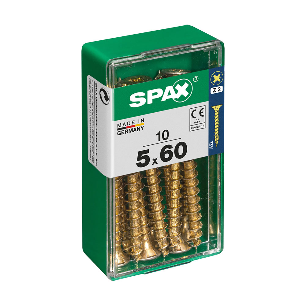 Caja 10 uds. tornillo madera spax cab. plana yellox 5,0x60mm spax | Leroy Merlin
