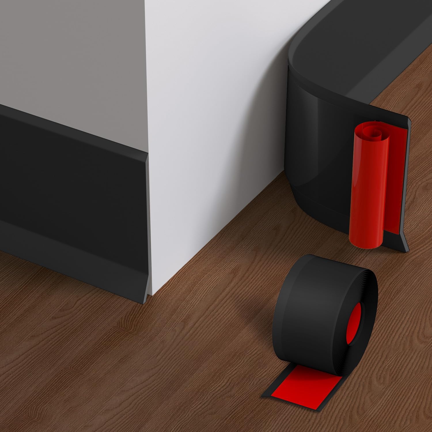 Bande de protection murale PVC Noir 6m - Plinthe adhésive anti-humidité ...