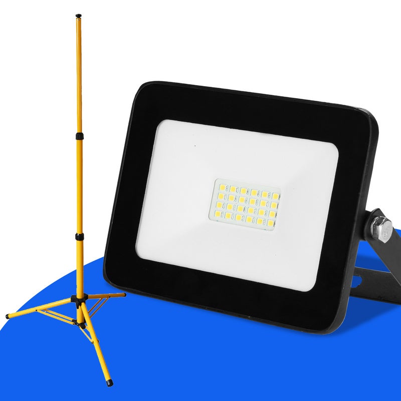 1x 20W Projecteur de chantier à LED avec trépied ajustable Projecteur ...