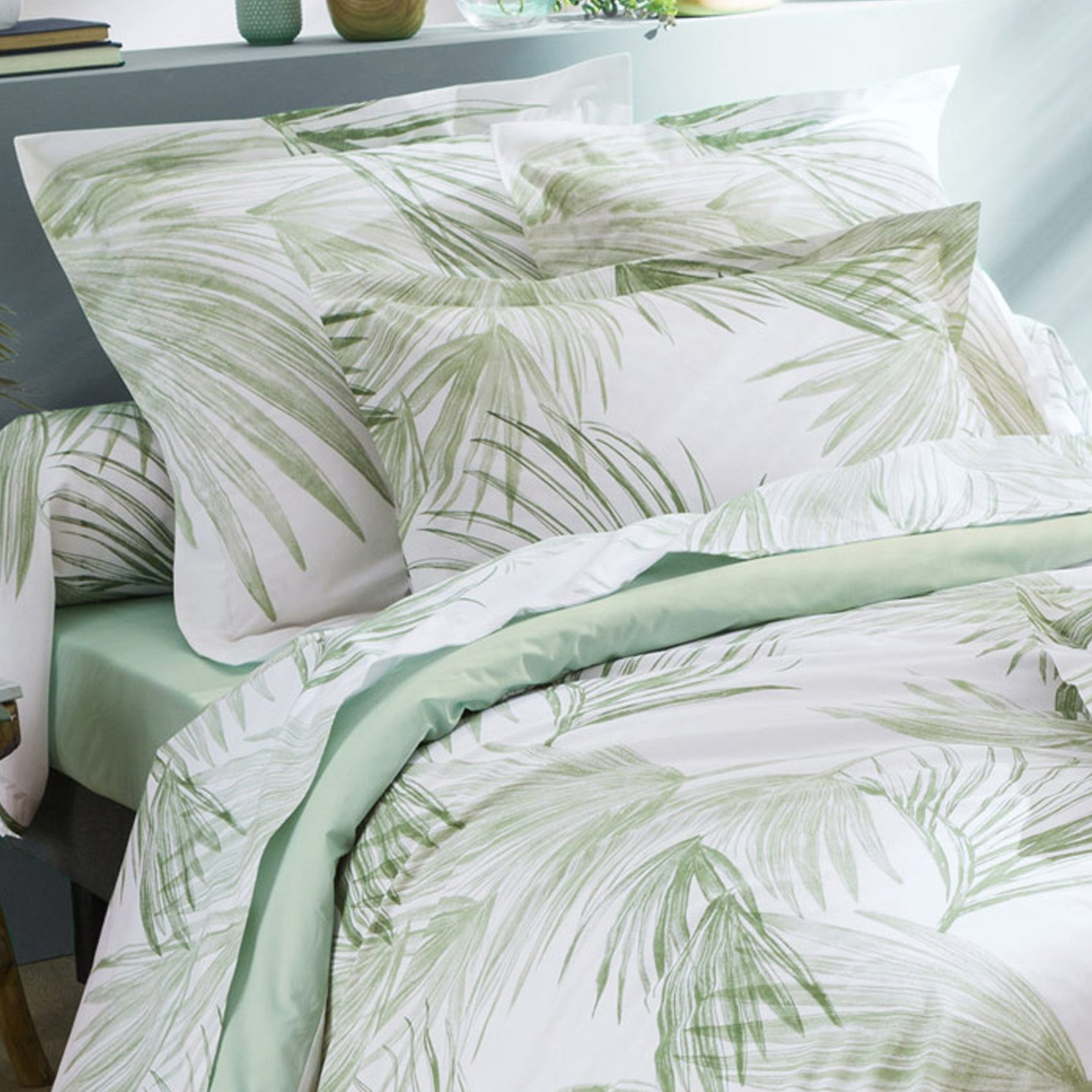 Ensemble draps et traversin À l'Ombre Vert - Vert - 90x190 cm - Coton ...