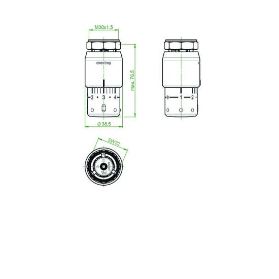 Cabezal de control termostático Uni SH OVENTROP - 7-28 °C, 0 * 1-5 ...