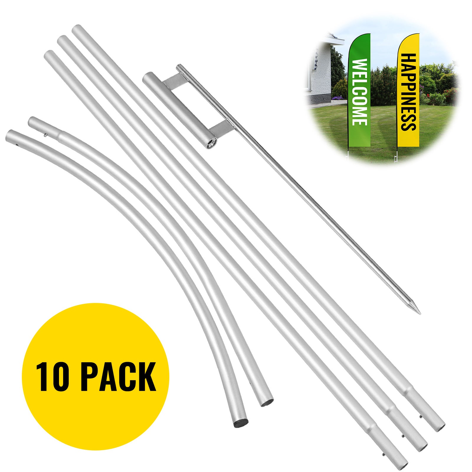 VEVOR Bandera de Plumas, 4,3 m 10 Kits Bandera de Estandarte de Pluma ...