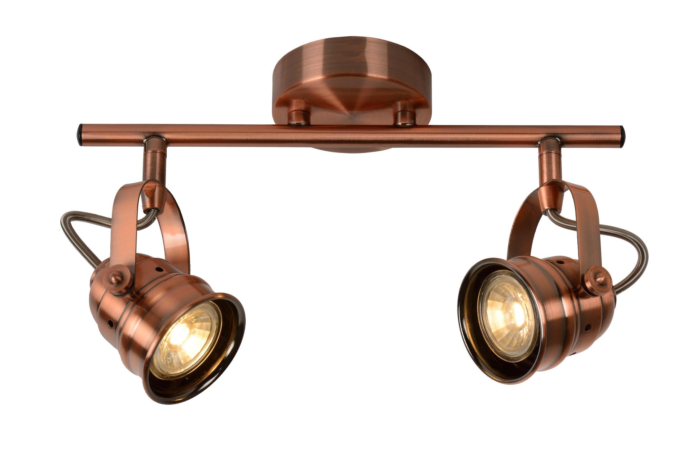 Lucide CIGAL - Spot plafond - LED - GU10 - 2x5W 2700K - Cuivre | Leroy ...
