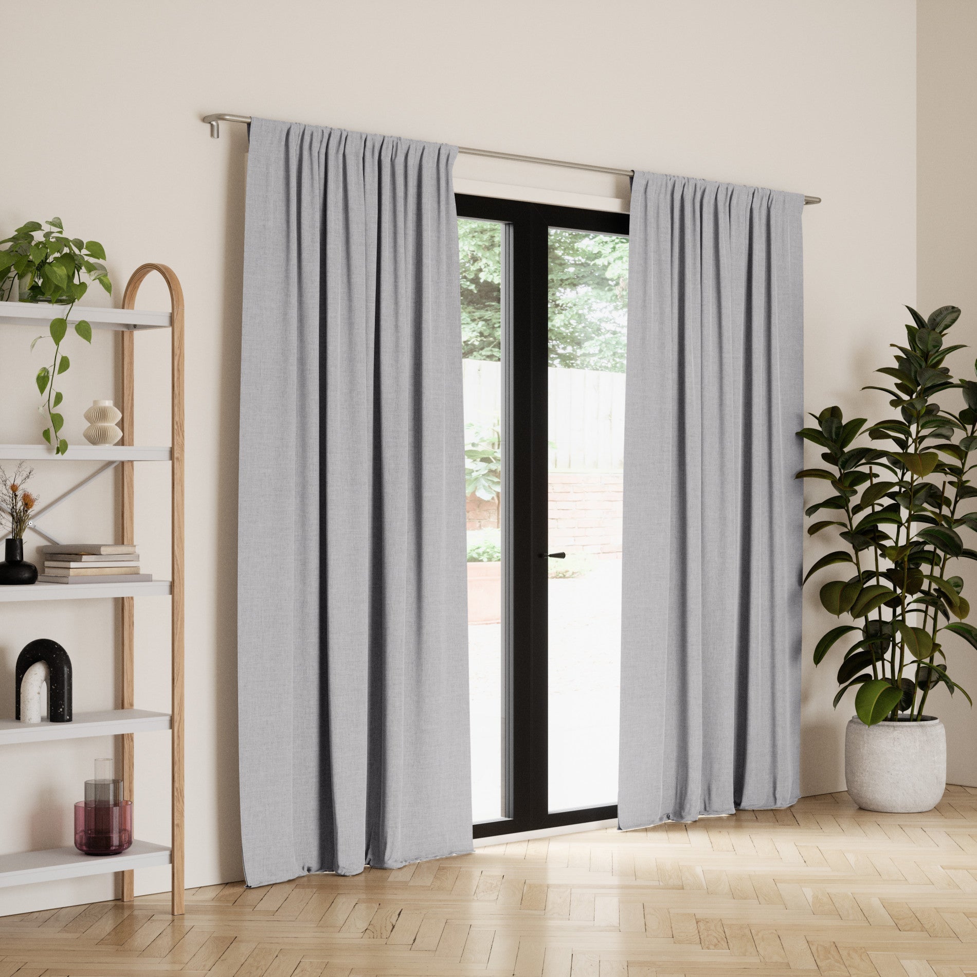Lot de deux rideaux Twilight Blackout de 160 cm gris clair | Leroy Merlin