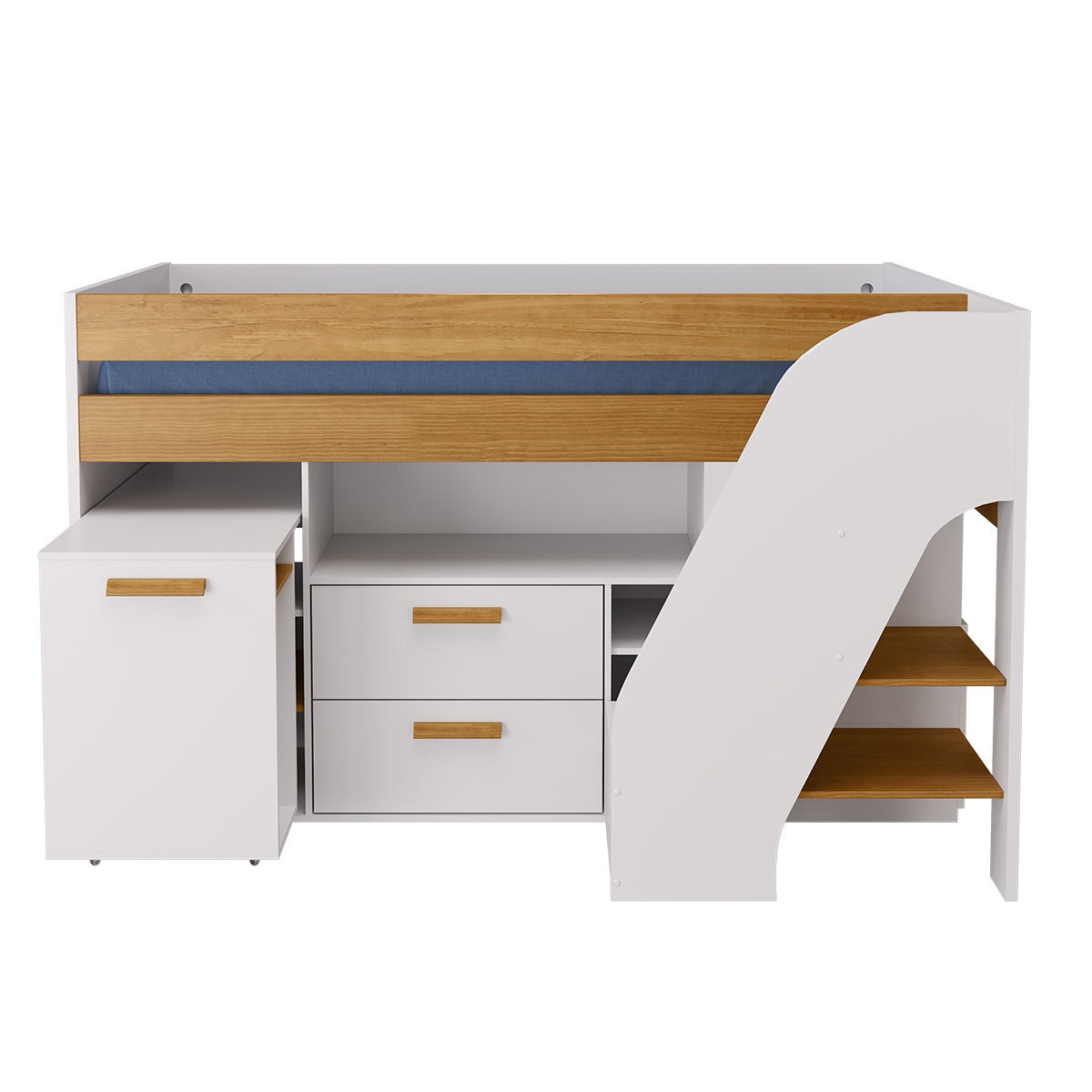 Lit mi-hauteur combiné avec bureau Sahara Blanc et noisette 90x200 cm ...