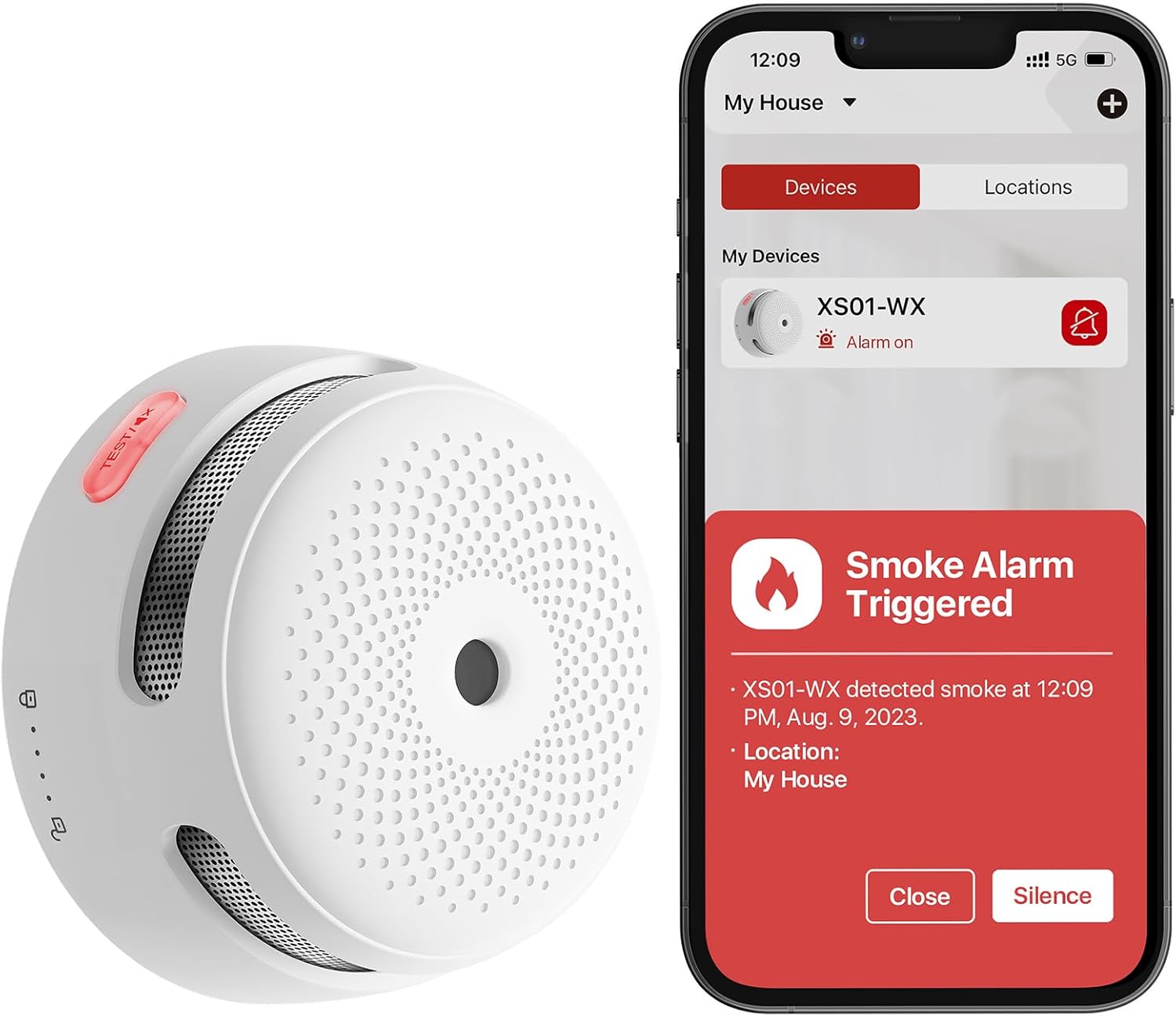 Rilevatore di fumo intelligente con sensore fotoelettrico e batteria ...
