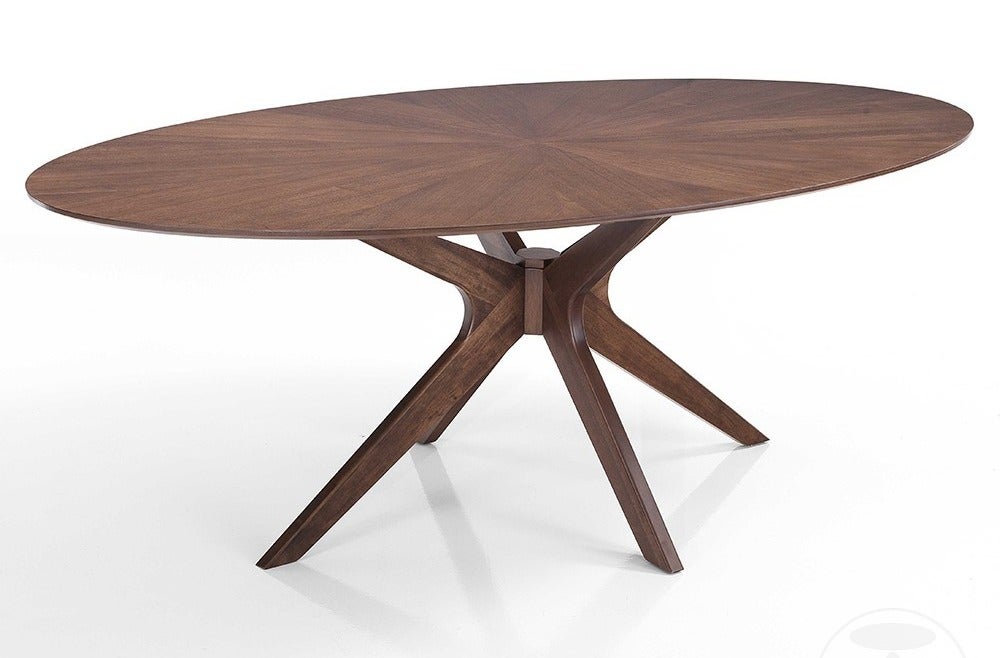 Table ovale en bois massif et bois MDF noyer Tahina L 190 cm | Leroy Merlin