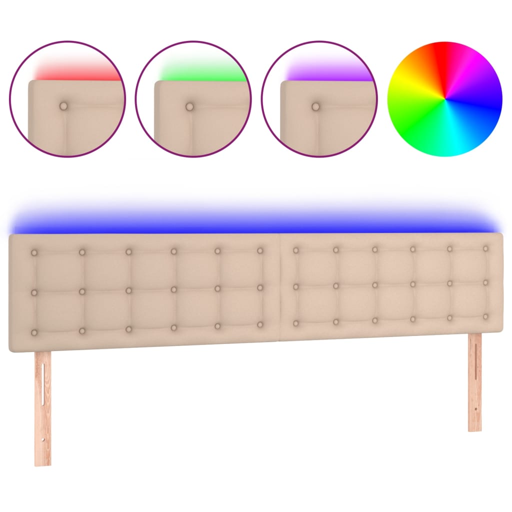 Tête de lit avec LED en cuir synthétique couleur cappuccino 200x5x78/88 ...