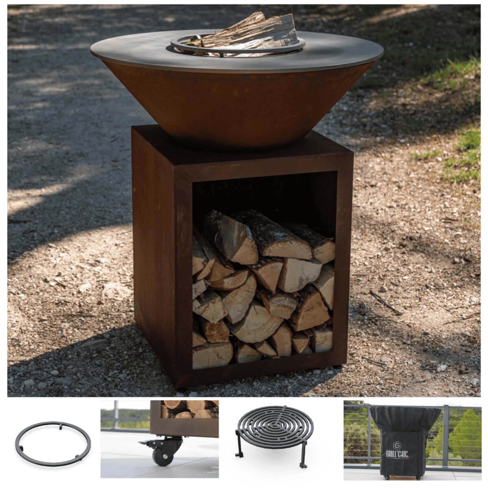 Pack Brasero Printemps Classique Simple Cuve Acier Corten 83x90cm - Un ...