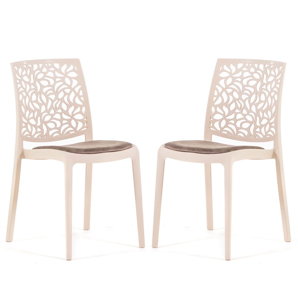 Conjunto de 2 sillas Anna Soft apilables crema en polipropileno con ...