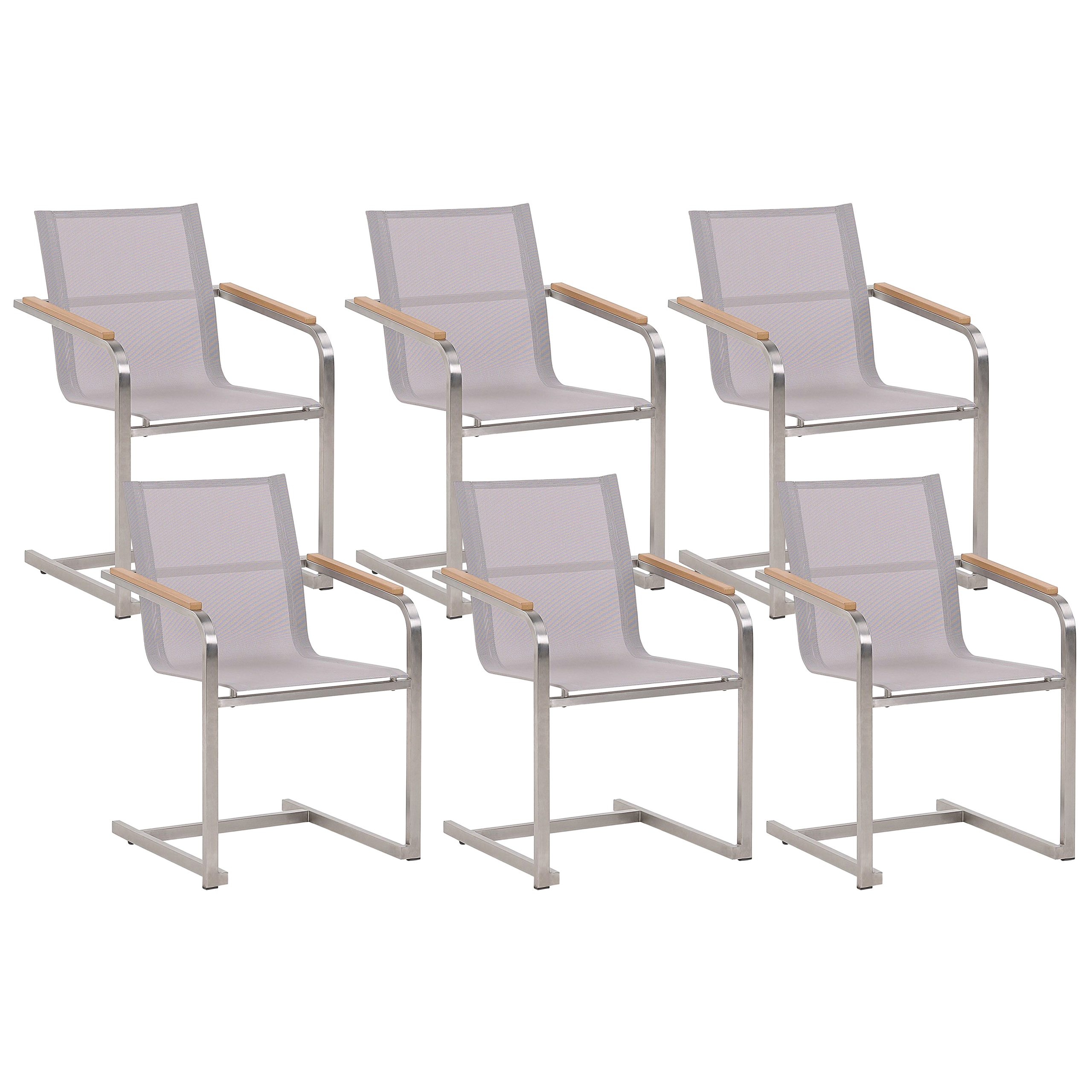 Beliani Conjunto de 6 sillas de jardín COSOLETO Acero inoxidable Beige ...
