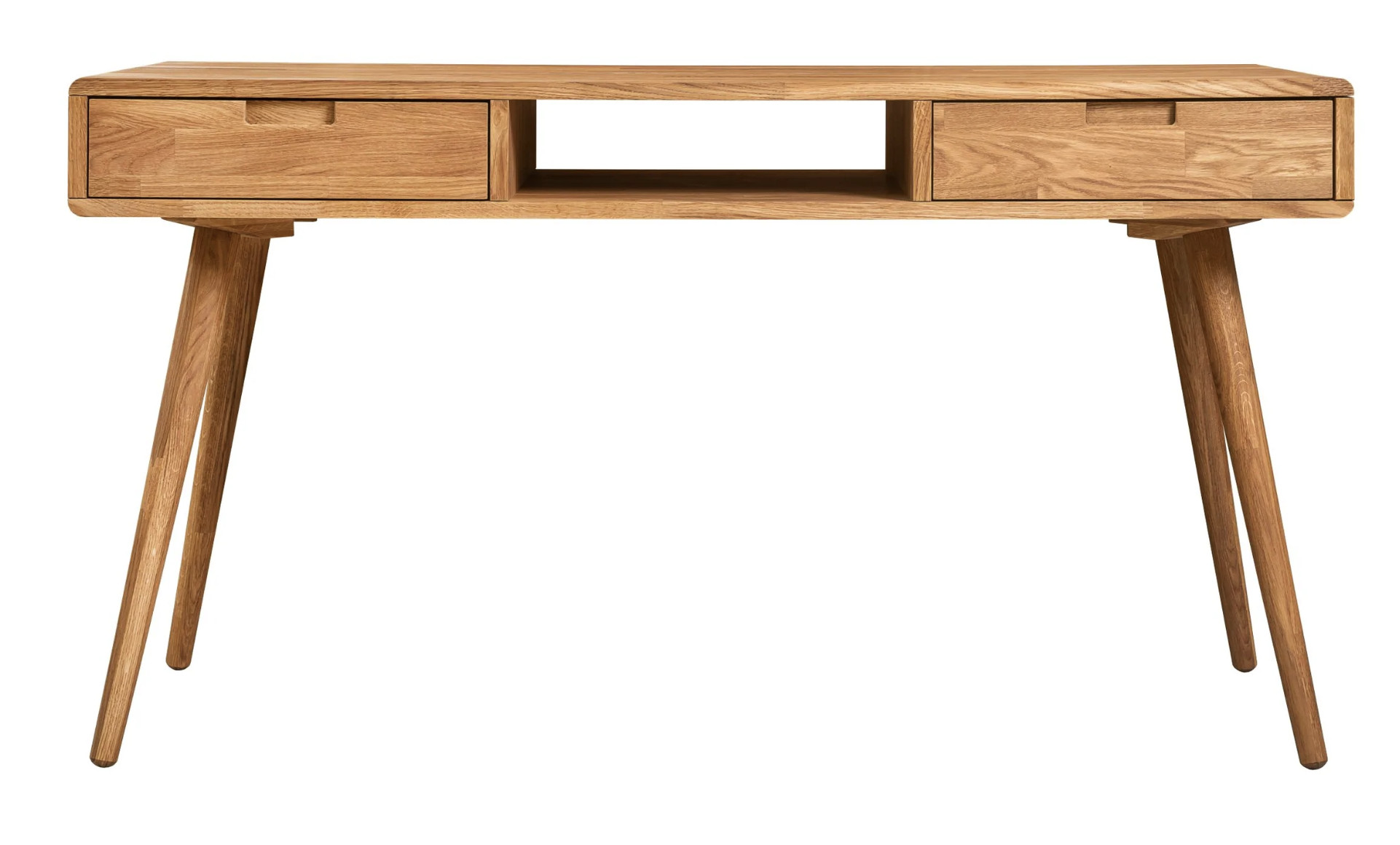 Bureau en bois de chêne massif avec 2 tiroirs Kundy 140cm | Leroy Merlin