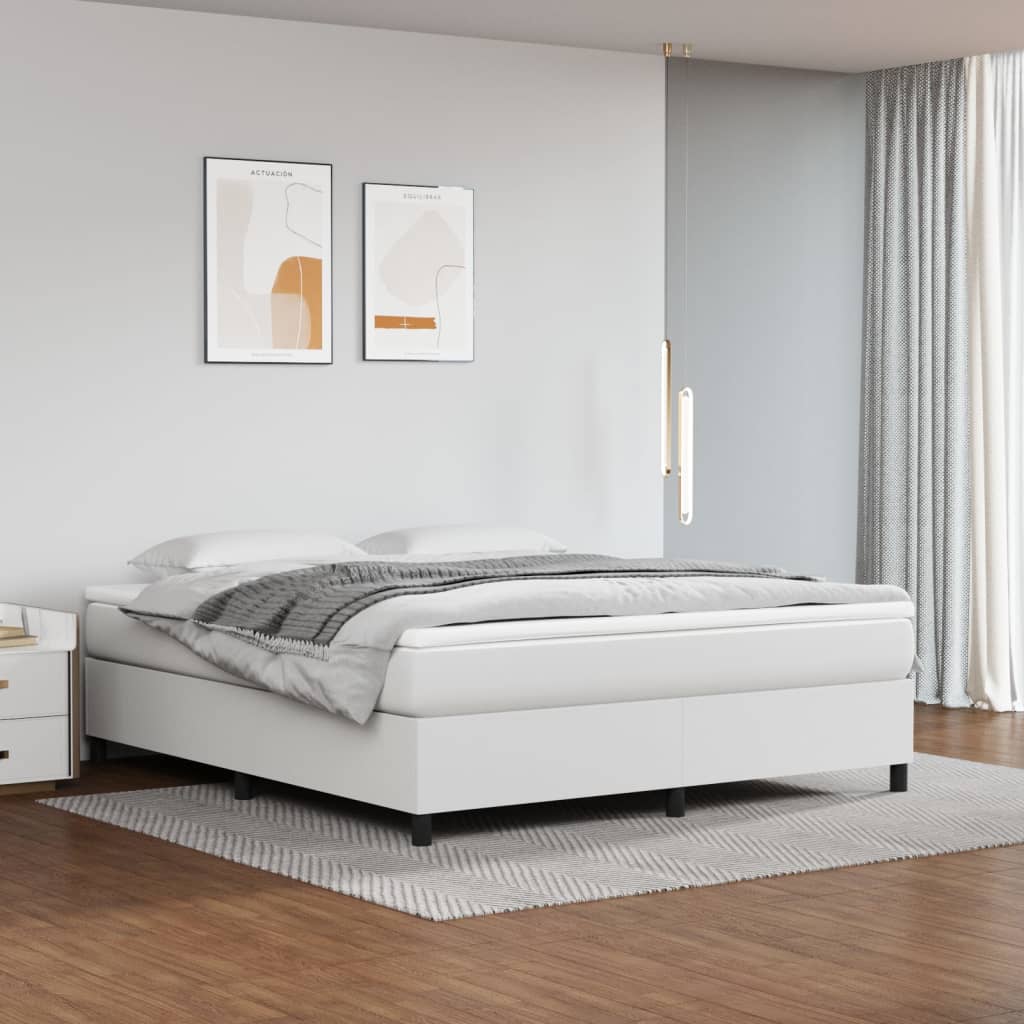 VidaXL Cama box spring con colchón cuero sintético blanco 160x200 cm ...