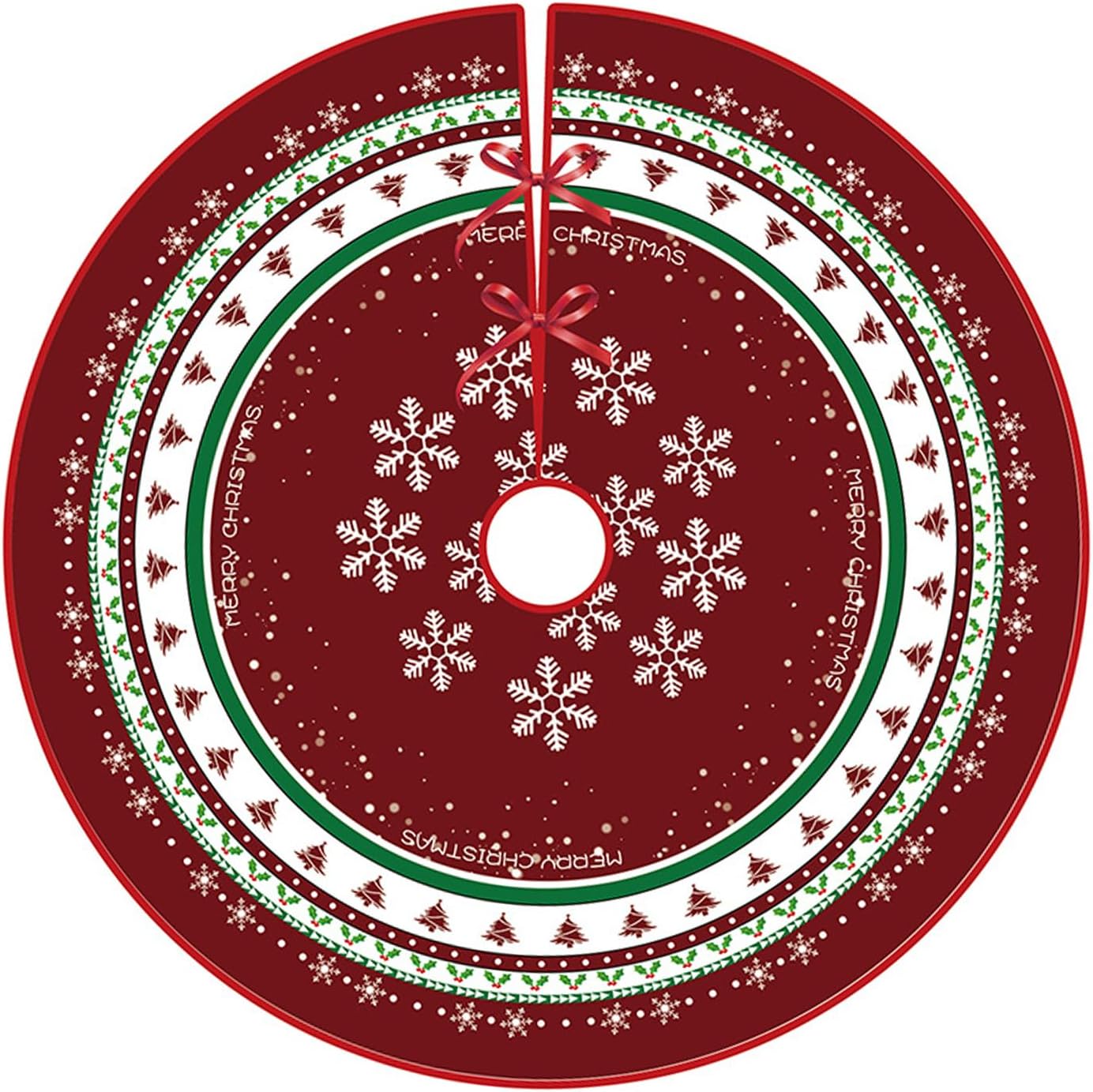 Jupe de Sapin Noël 80cm Couvre Pied Ronde - Tapis avec Motif Flocon de ...