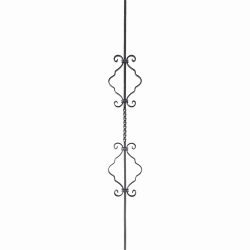 Barreau semi torsadé avec double motif volutes - Hauteur 900mm Largeur ...