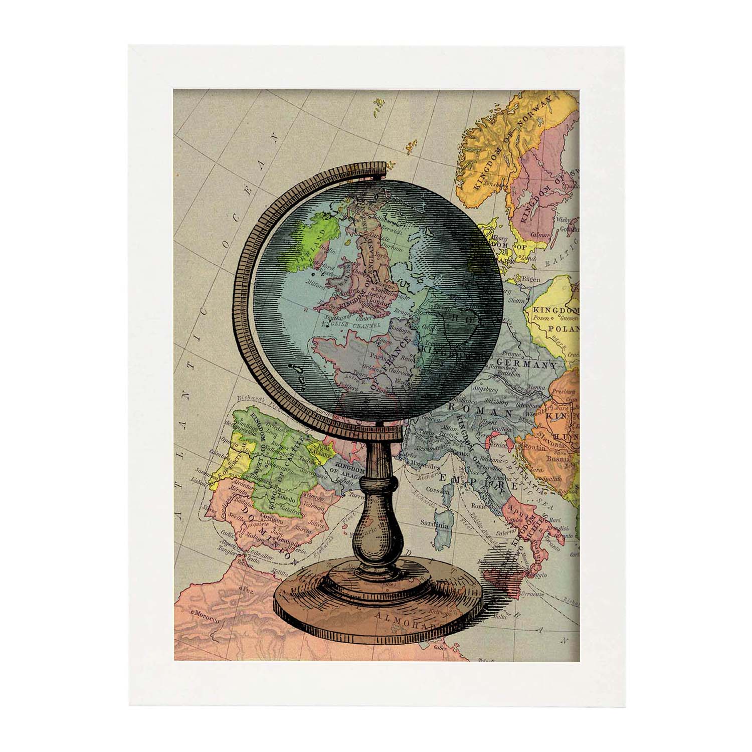 Poster De Globo Terraqueo En Europa. Láminas De Globos Aeroestaticos ...