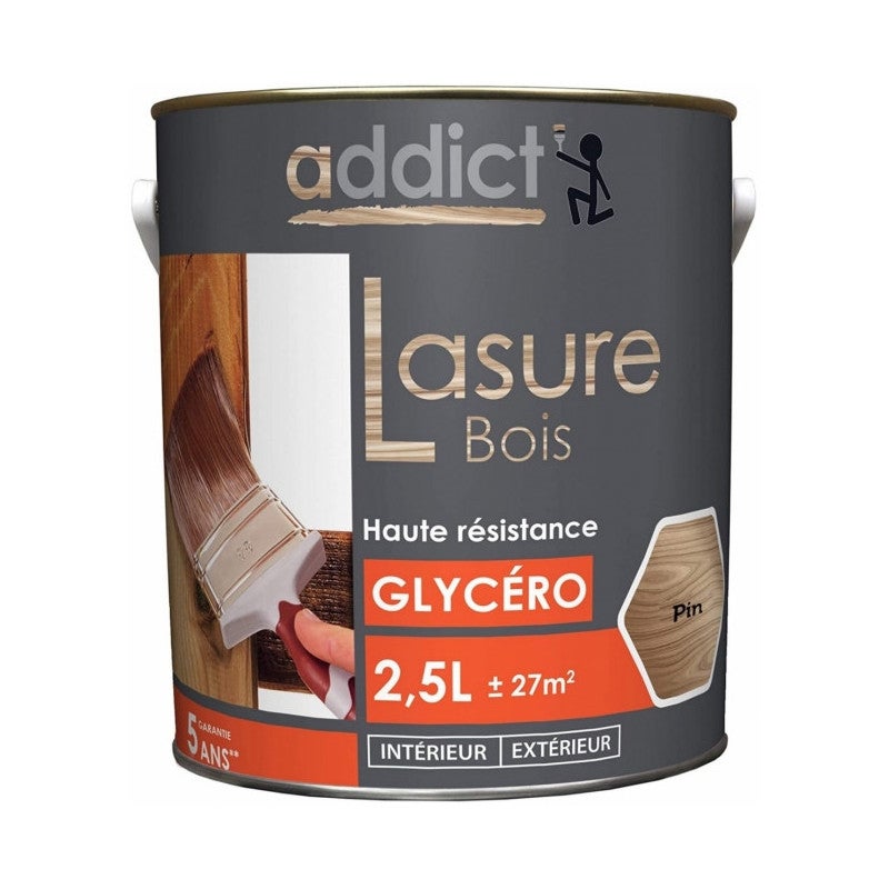 Lasure bois haute résistance White Spirit satin 2,5L ADDICT | Leroy Merlin