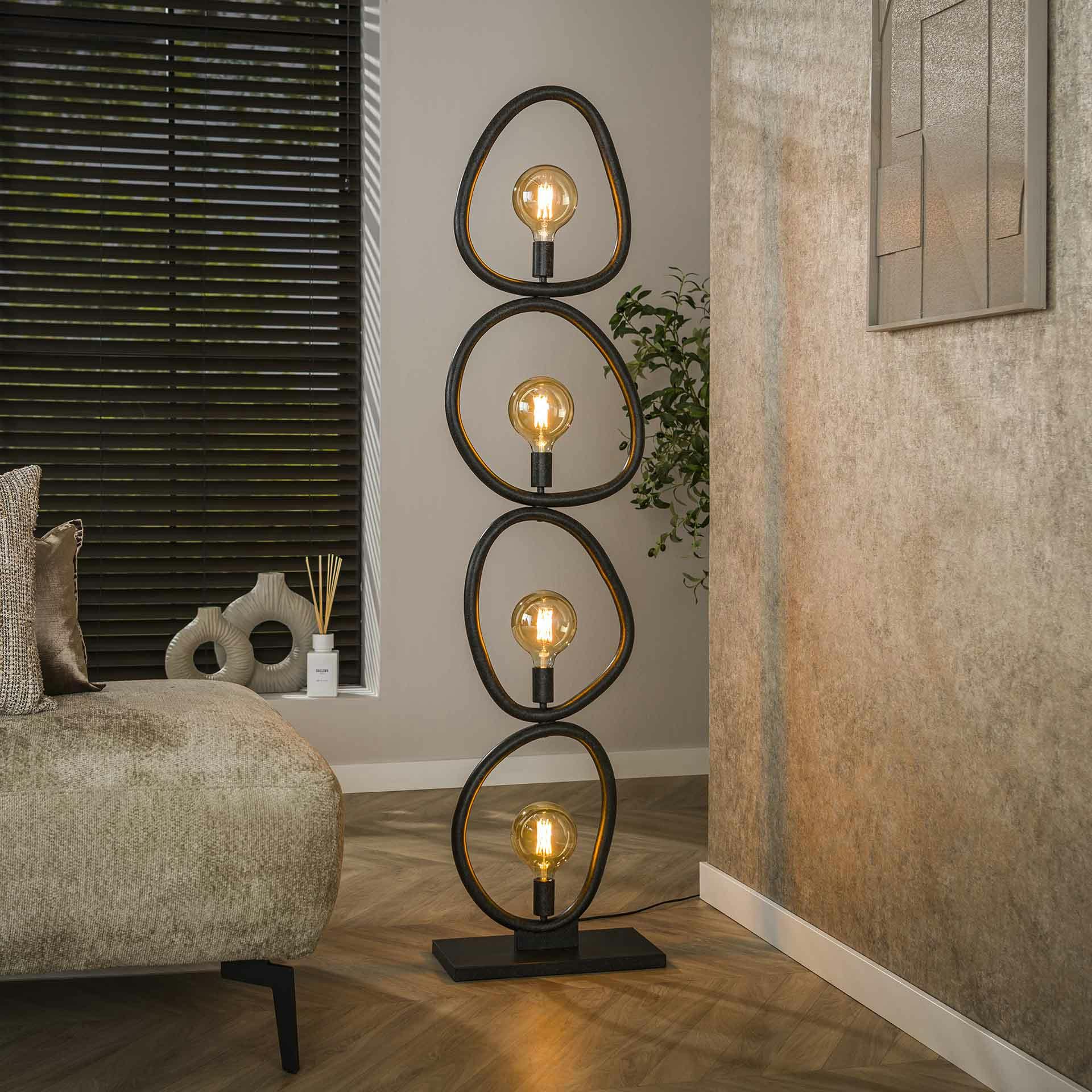 Lampadaire salon noir – forme galet, 4 ampoules TRIBECA | Leroy Merlin