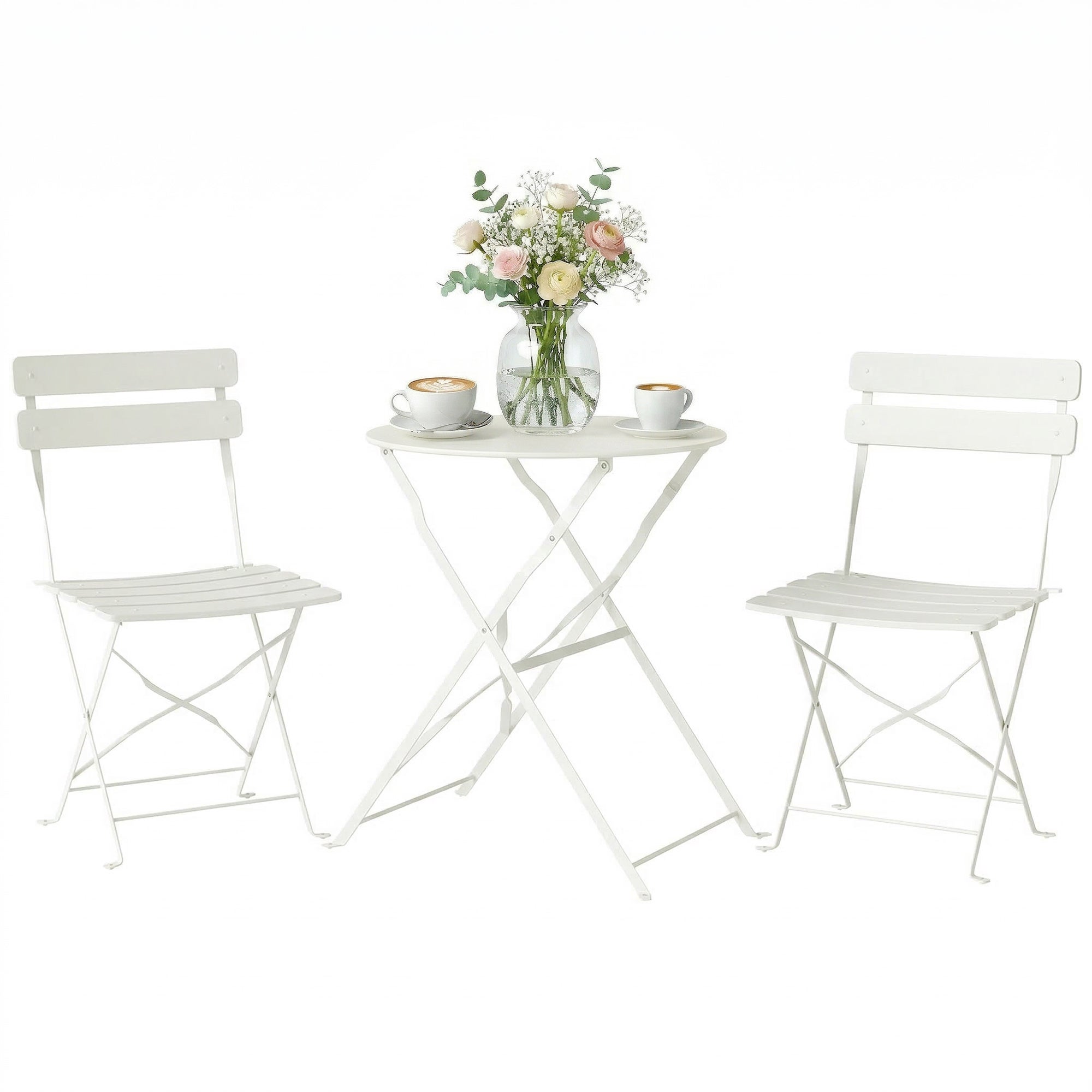 Conjunto de bistró de jardín de 3 piezas: mesa y 2 sillas plegables con ...