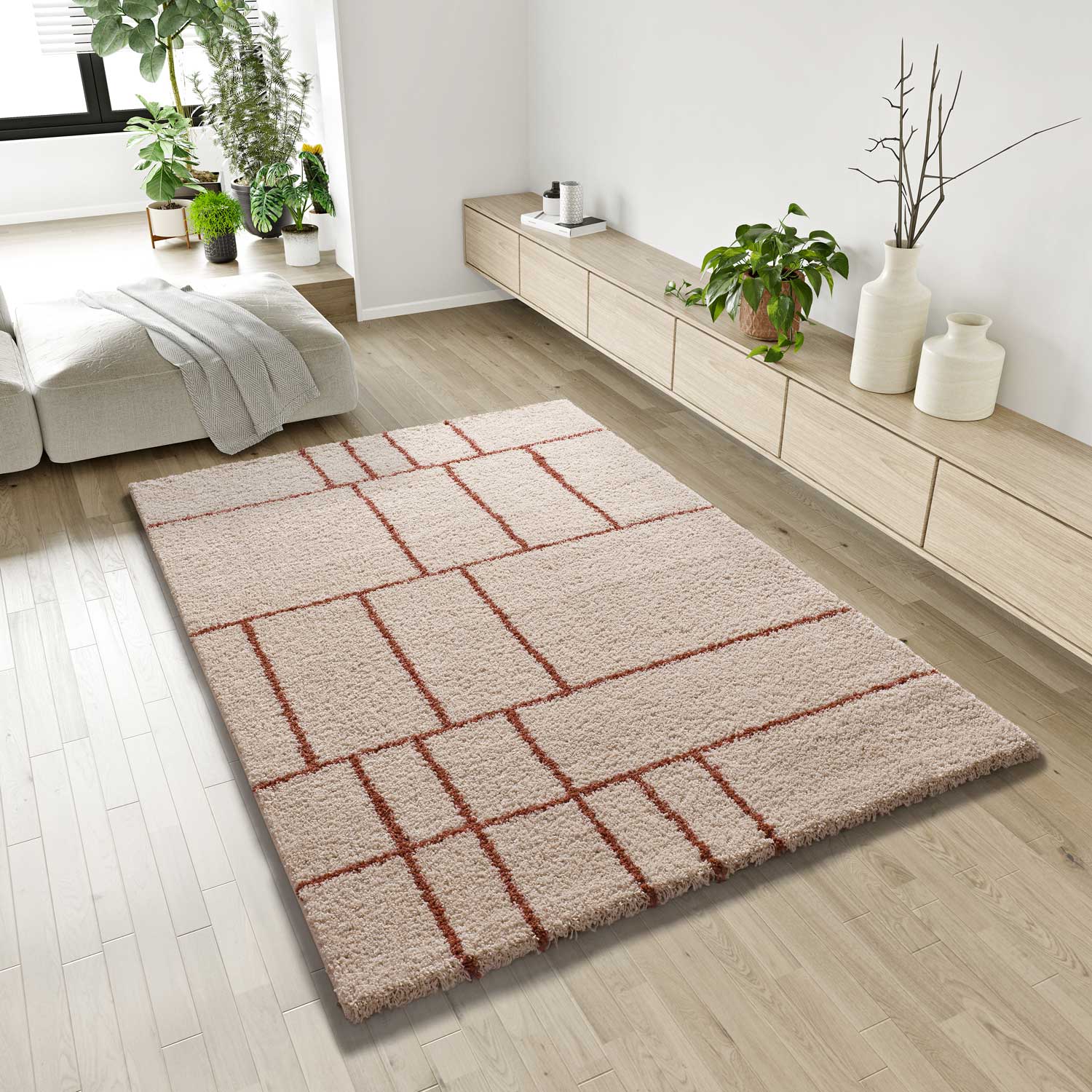 Tapis intérieur rouille rectangulaire l.60 x L.120 cm HELIA shaggy ...