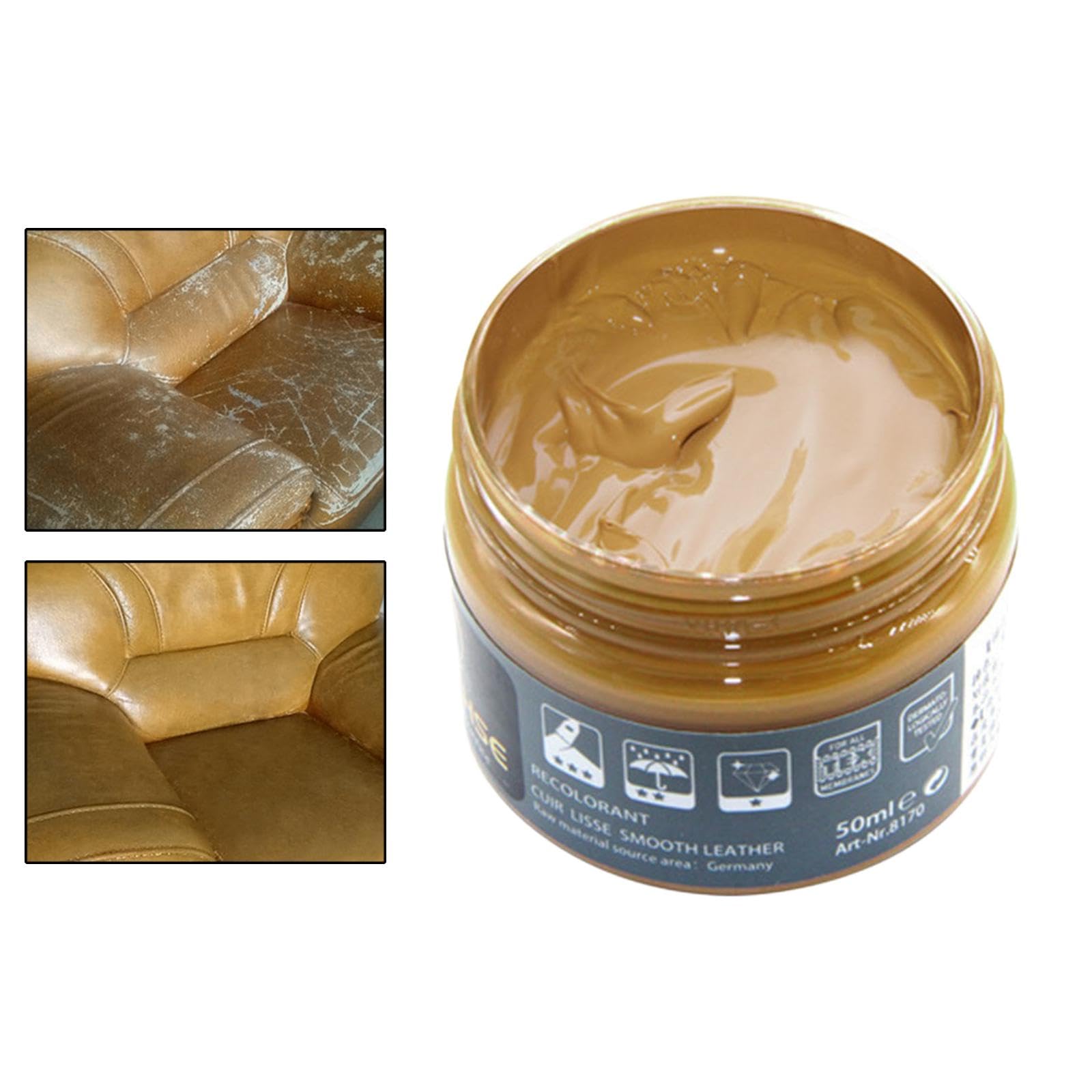 Crema riparatrice per pelle color cuoio originale, strumento per la ...