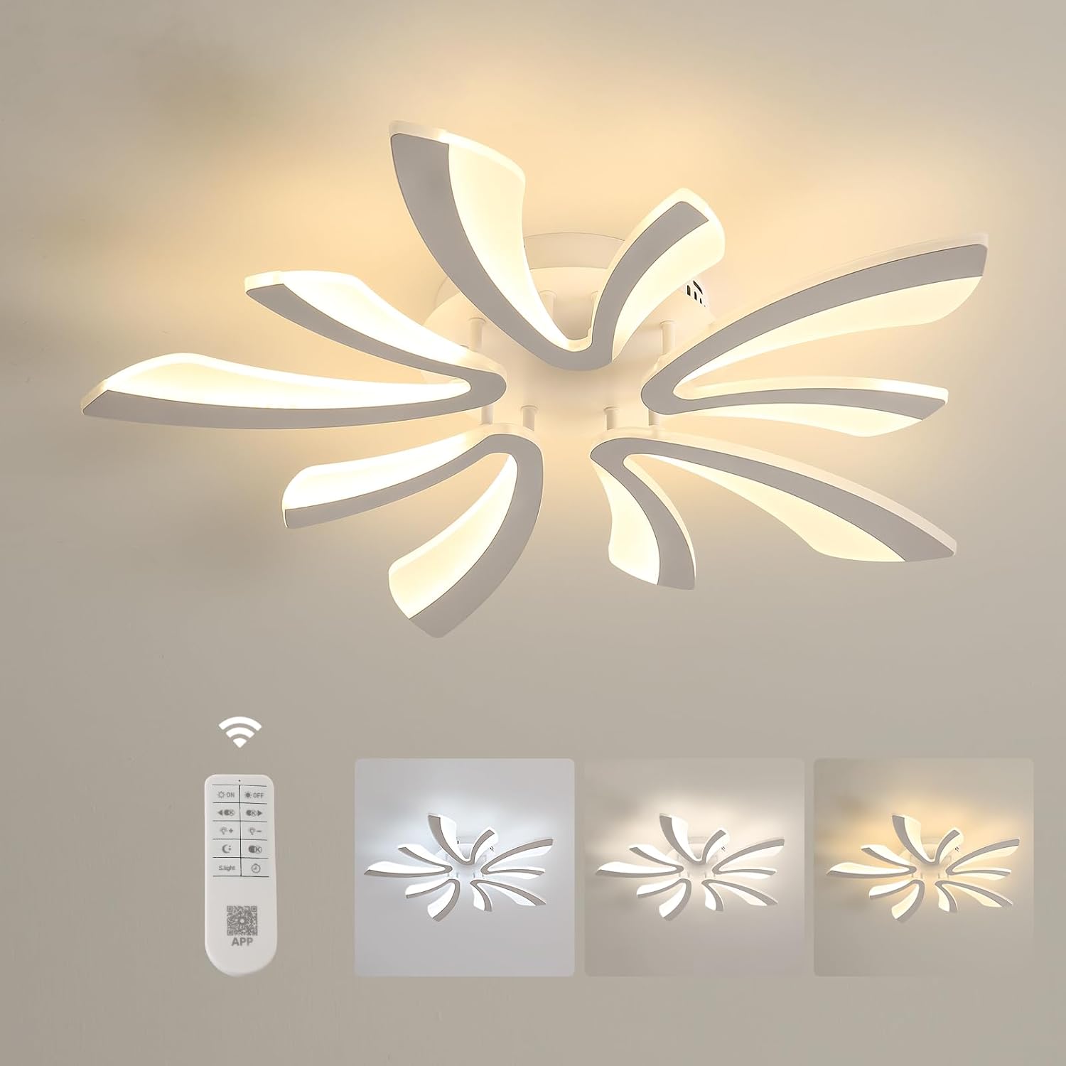 COMELY Plafón LED Regulable 48W 5400 lm, Lámpara de Techo Moderna ...