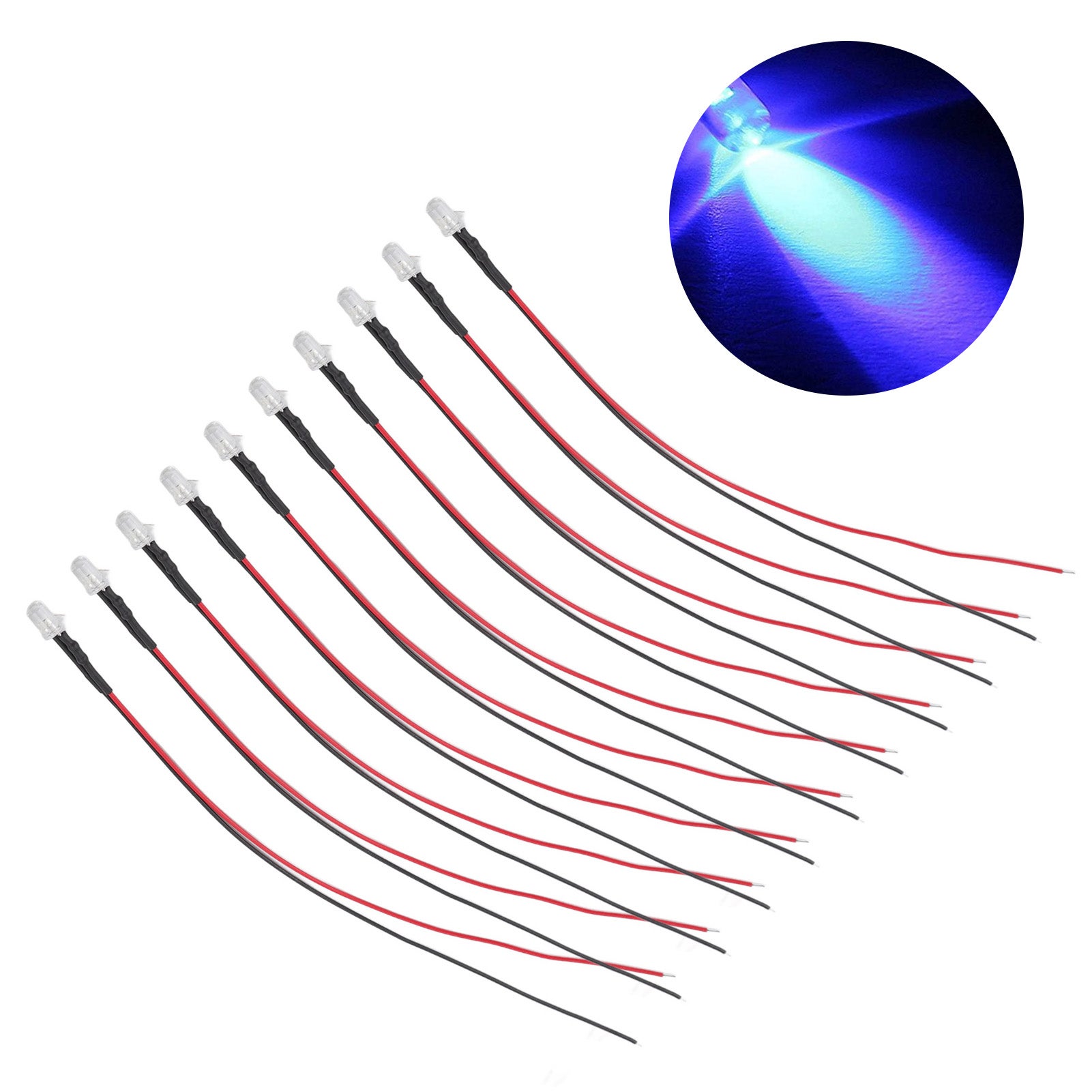 (10 PCS dans un paquet) LED 5mm avec fil tube électroluminescent avec ...