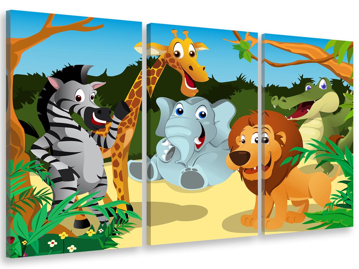 Tableau triptyque deco animaux joyeux - 90x60 cm | Leroy Merlin